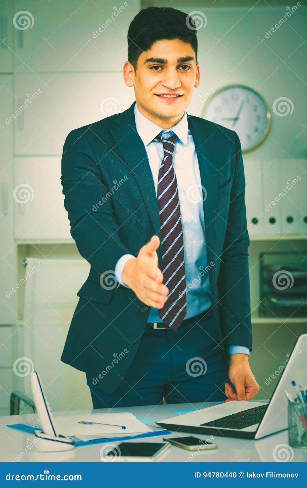 Office Manager is Going To Meet First Visitors Stock Photo - Image of ...