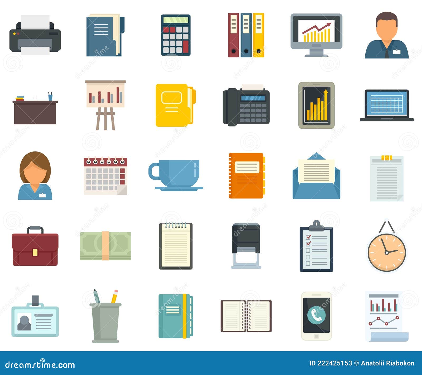 Office Manager Icons Set Flat Vector Isolated Stock Vector ...