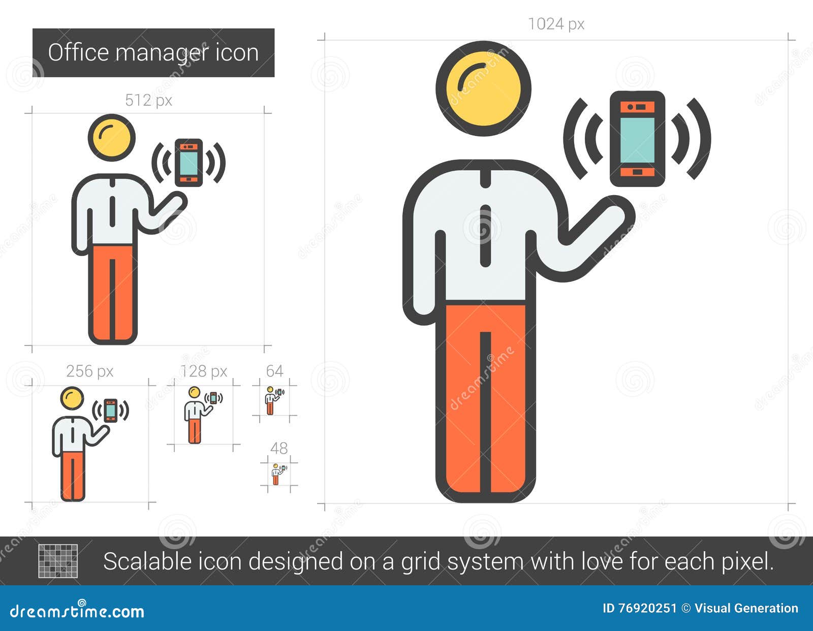 Office manager line icon. stock vector. Illustration of drawing - 76920251