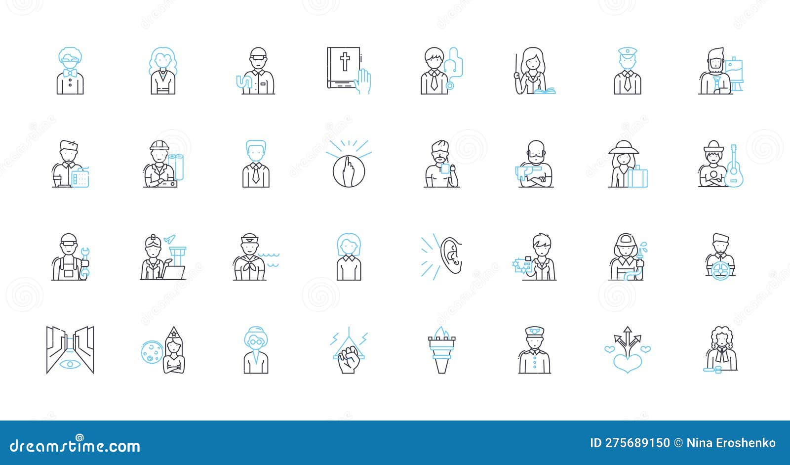 Office Manager Linear Icons Set. Organization, Leadership, Multitasking ...