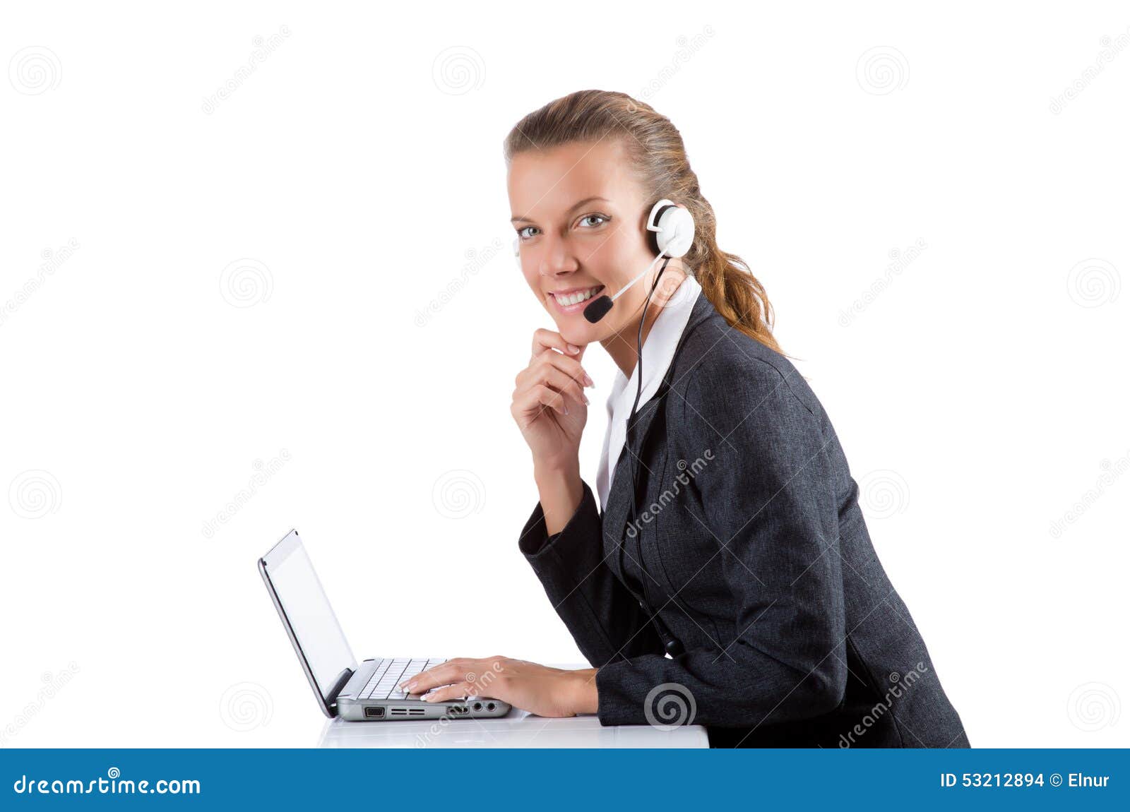 Office Manager Typing on the Laptop Isolated on Stock Photo - Image of ...