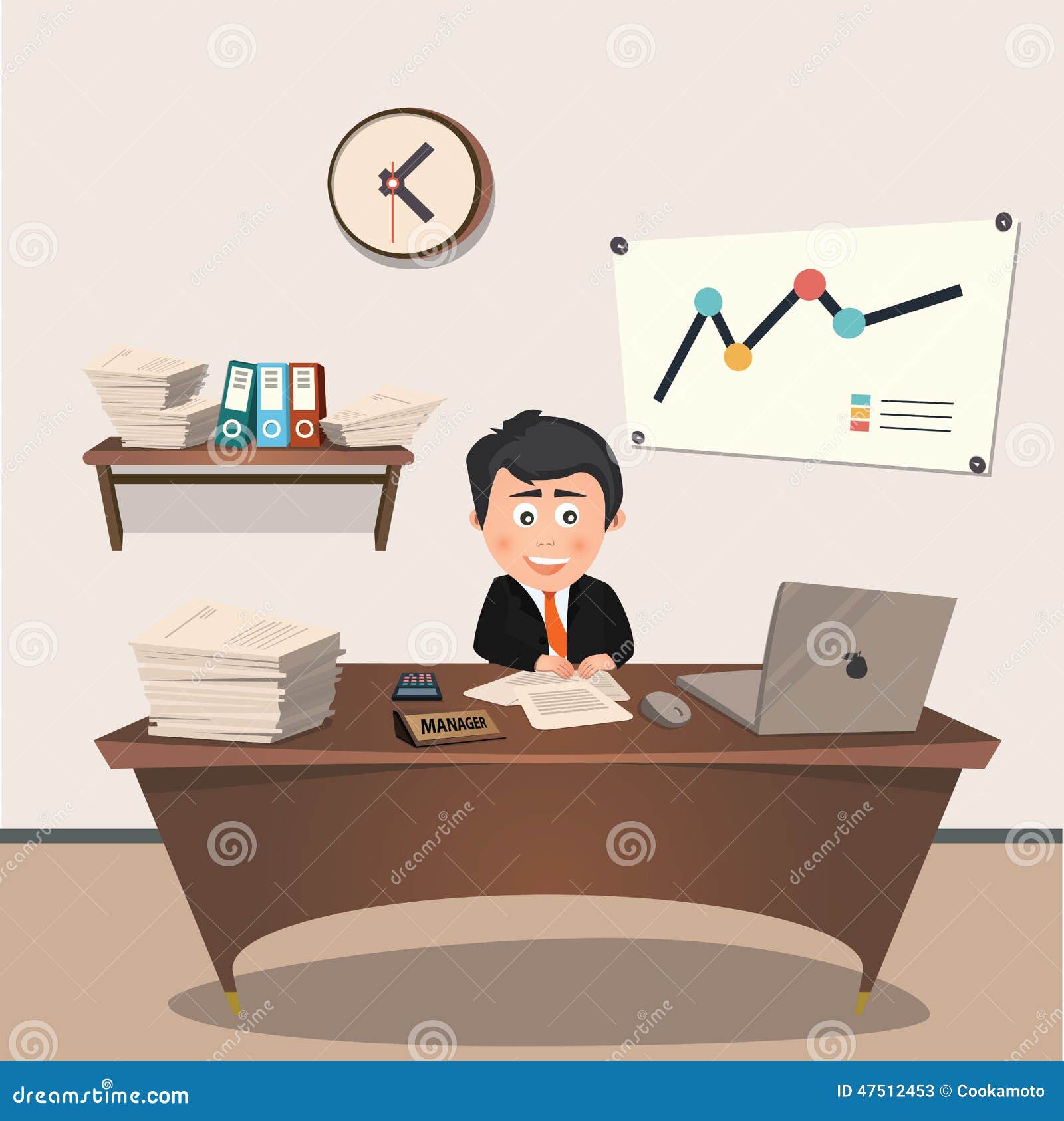 Office Manager at the Workplace, Flat Design Stock Vector ...