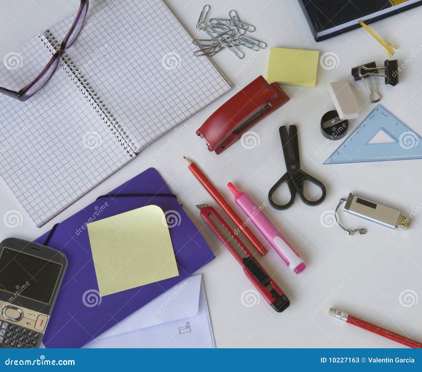 Office material stock image. Image of rubber, clips, pencil - 10227163