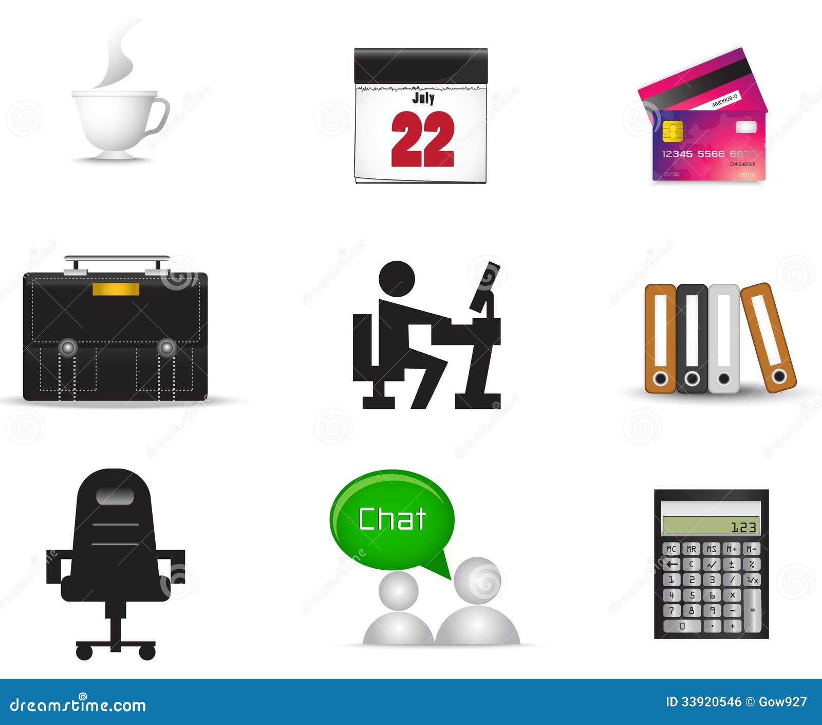 Office Material Icon Collection Set Stock Vector - Illustration of ...