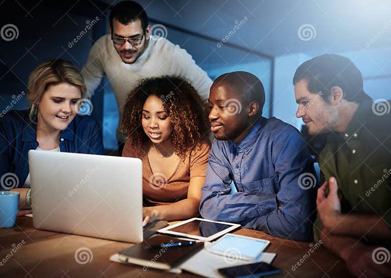 Office, Meeting and Business People with Discussion by Laptop for ...