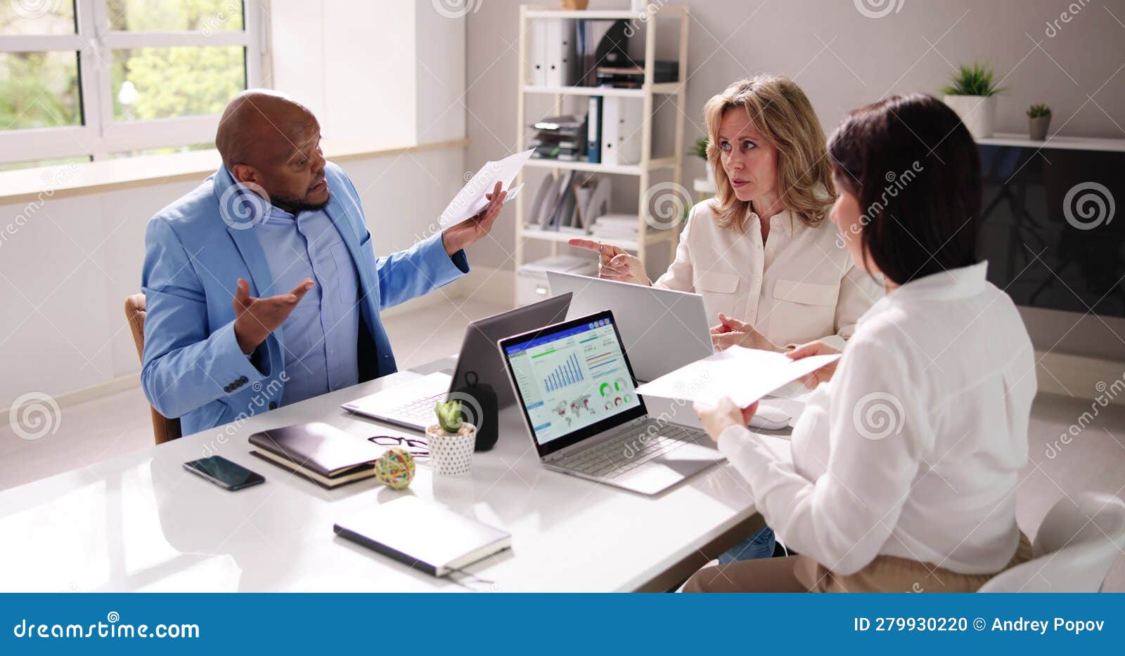 Office Meeting Conflict Argument. Diverse Team Stock Photo - Image of ...