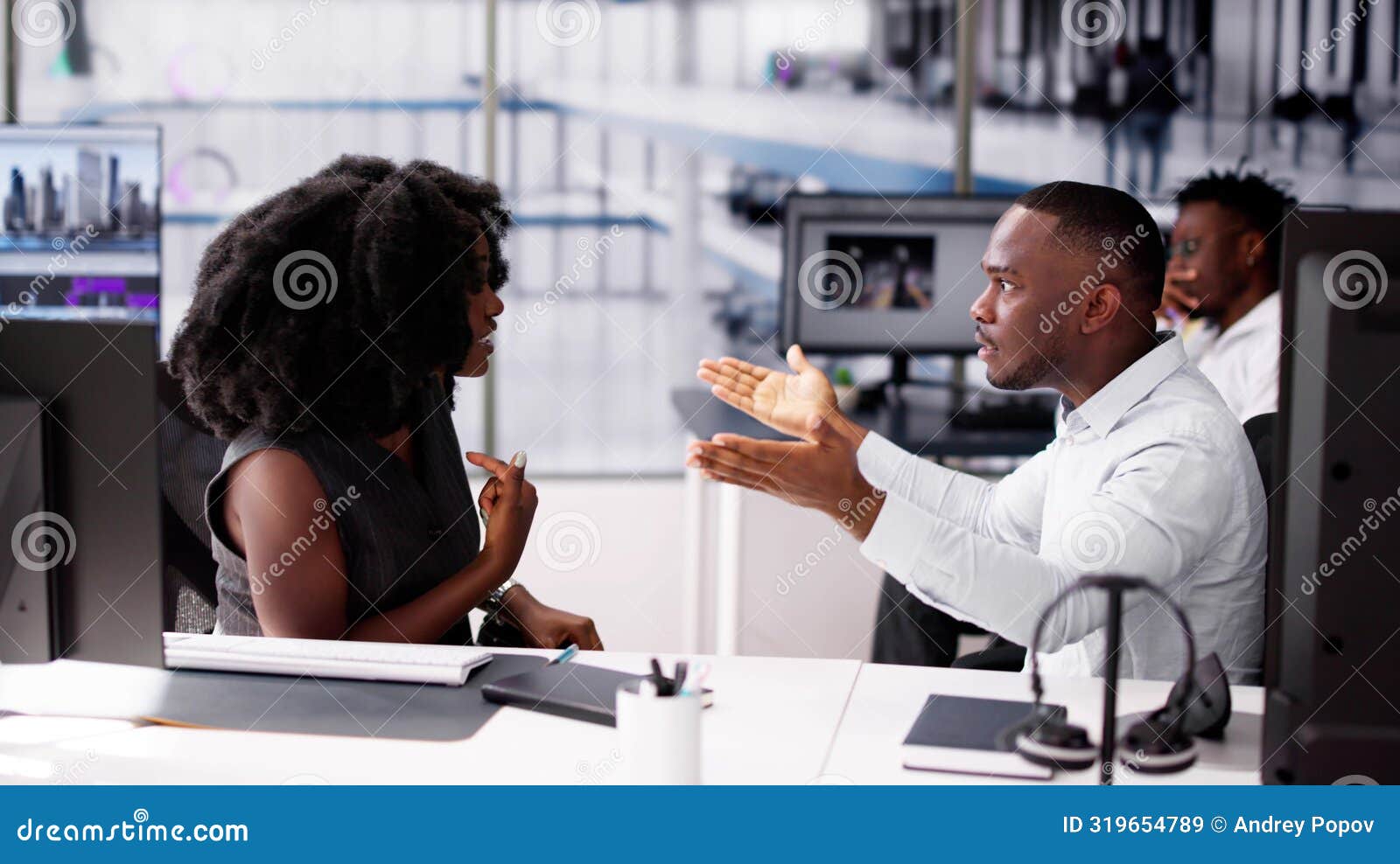 Office Meeting Conflict Argument. Diverse Team Stock Image - Image of ...