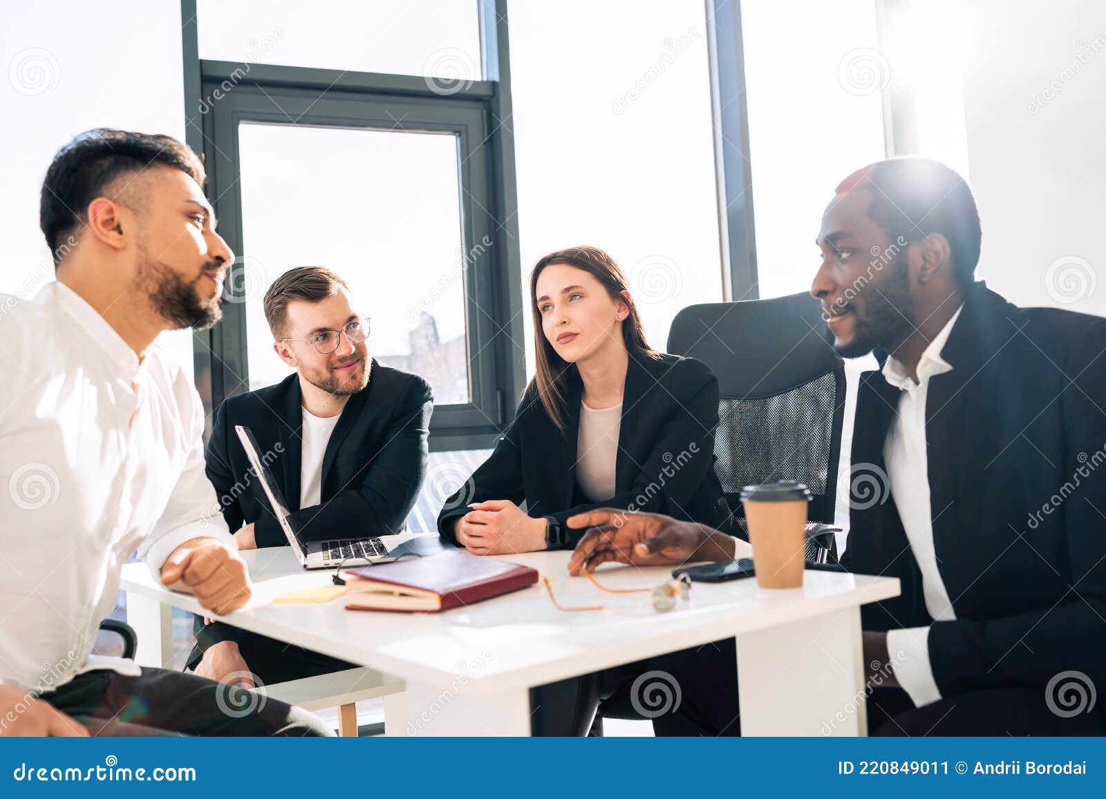 Office Meeting of a Group of Young Company Workers. Stock Image - Image ...