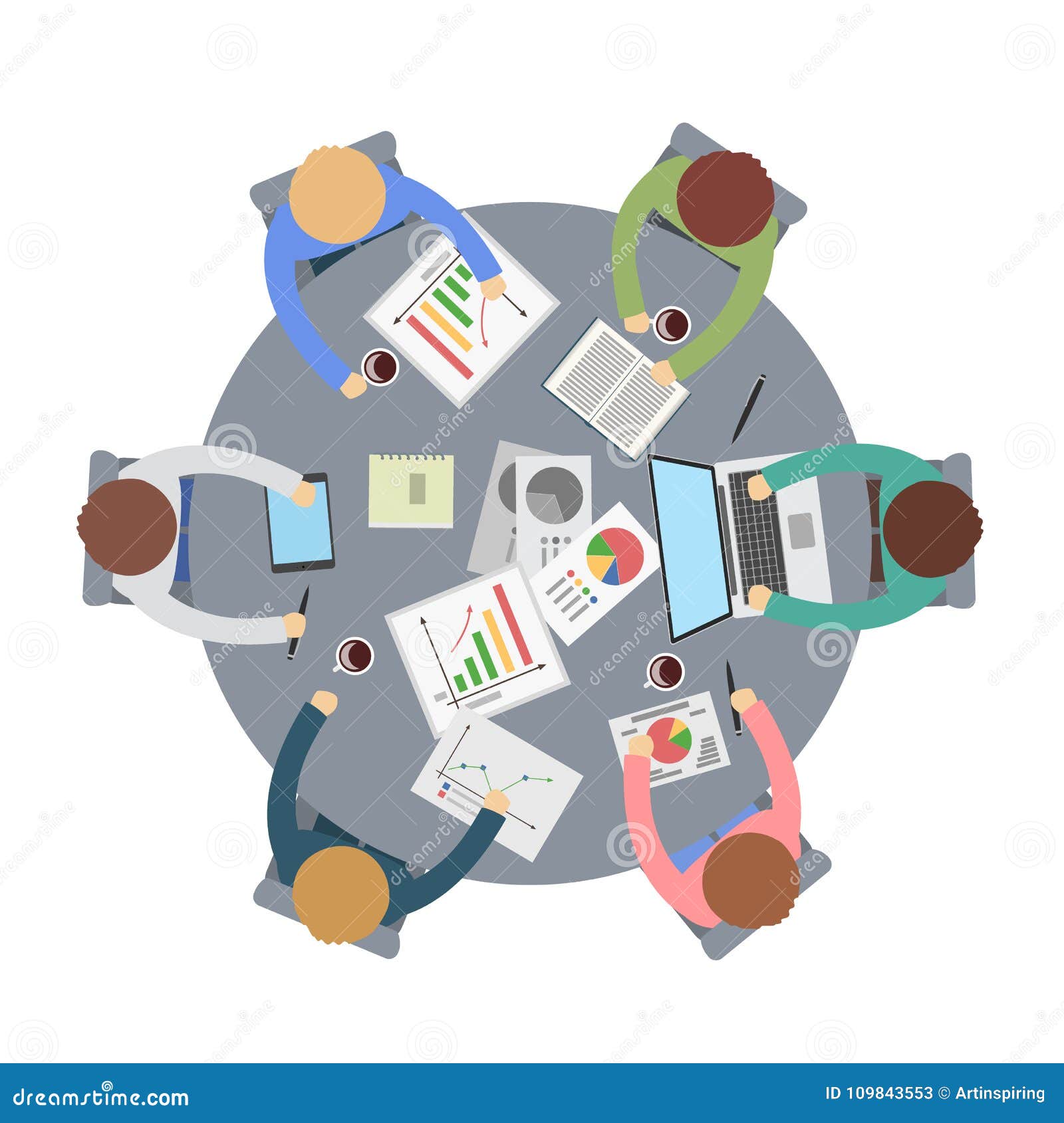 Office Meeting at Round Table. Stock Vector - Illustration of meeting ...