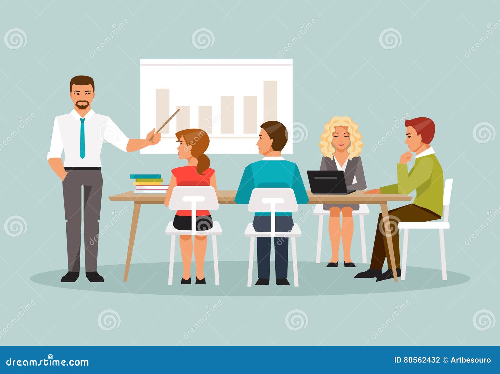 Office Meeting. Vector Illustration Stock Vector - Illustration of ...