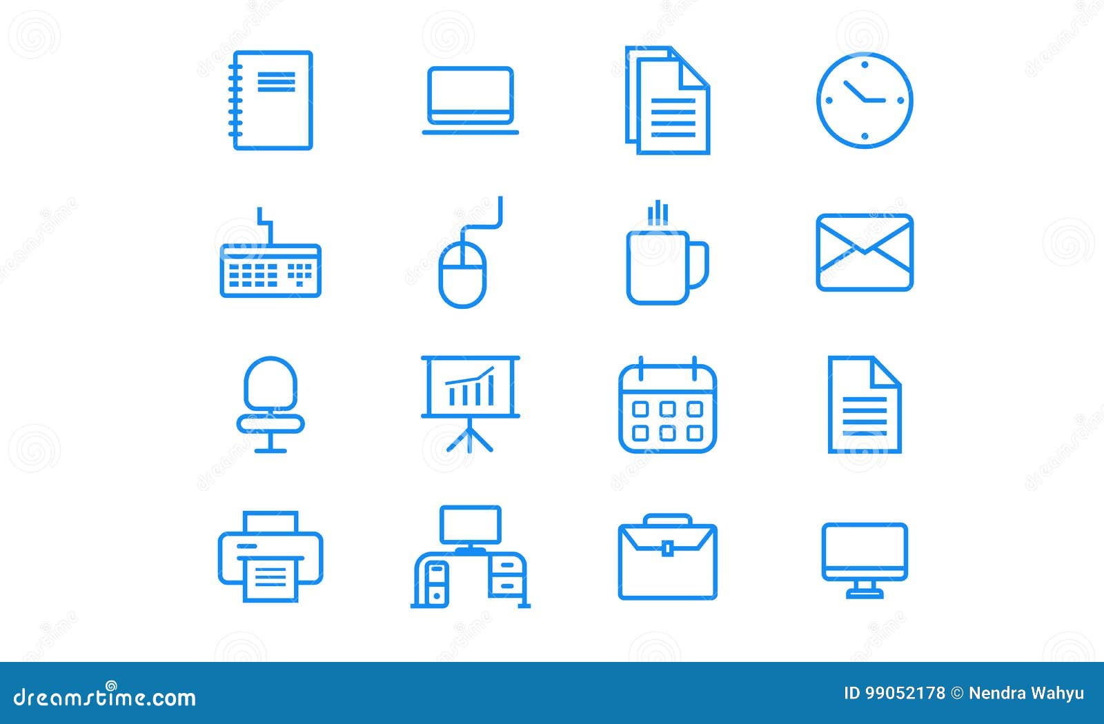 Office minimalist Icon Set stock vector. Illustration of flat - 99052178