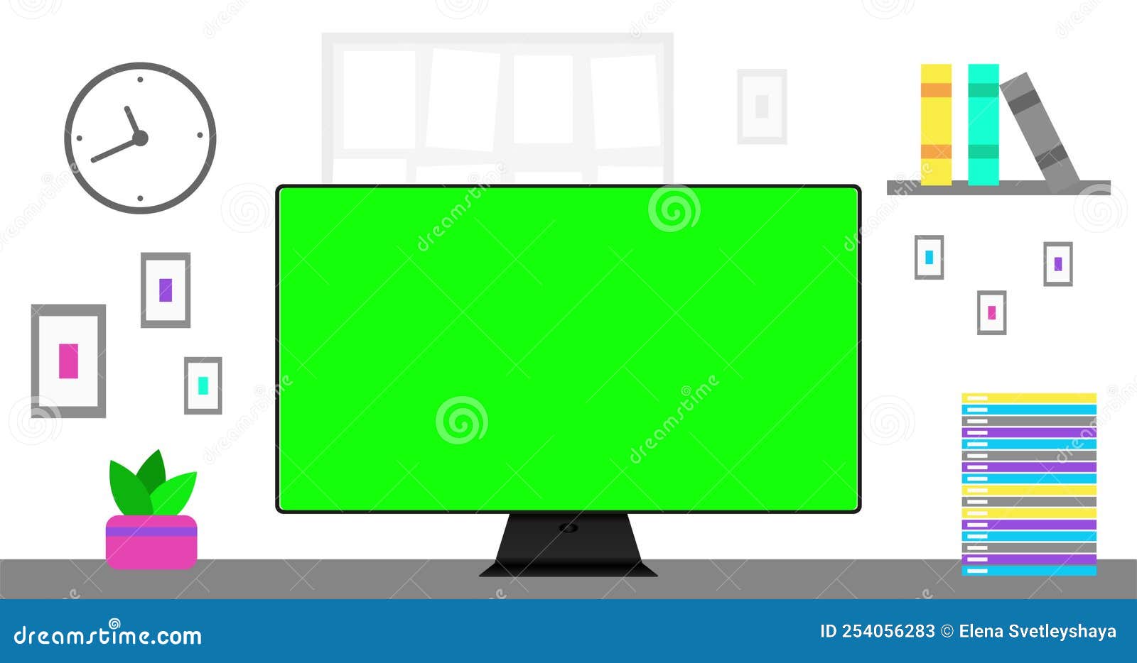 Office, Modern Computer and Chromakey Screen. 4K Resolution Animation ...