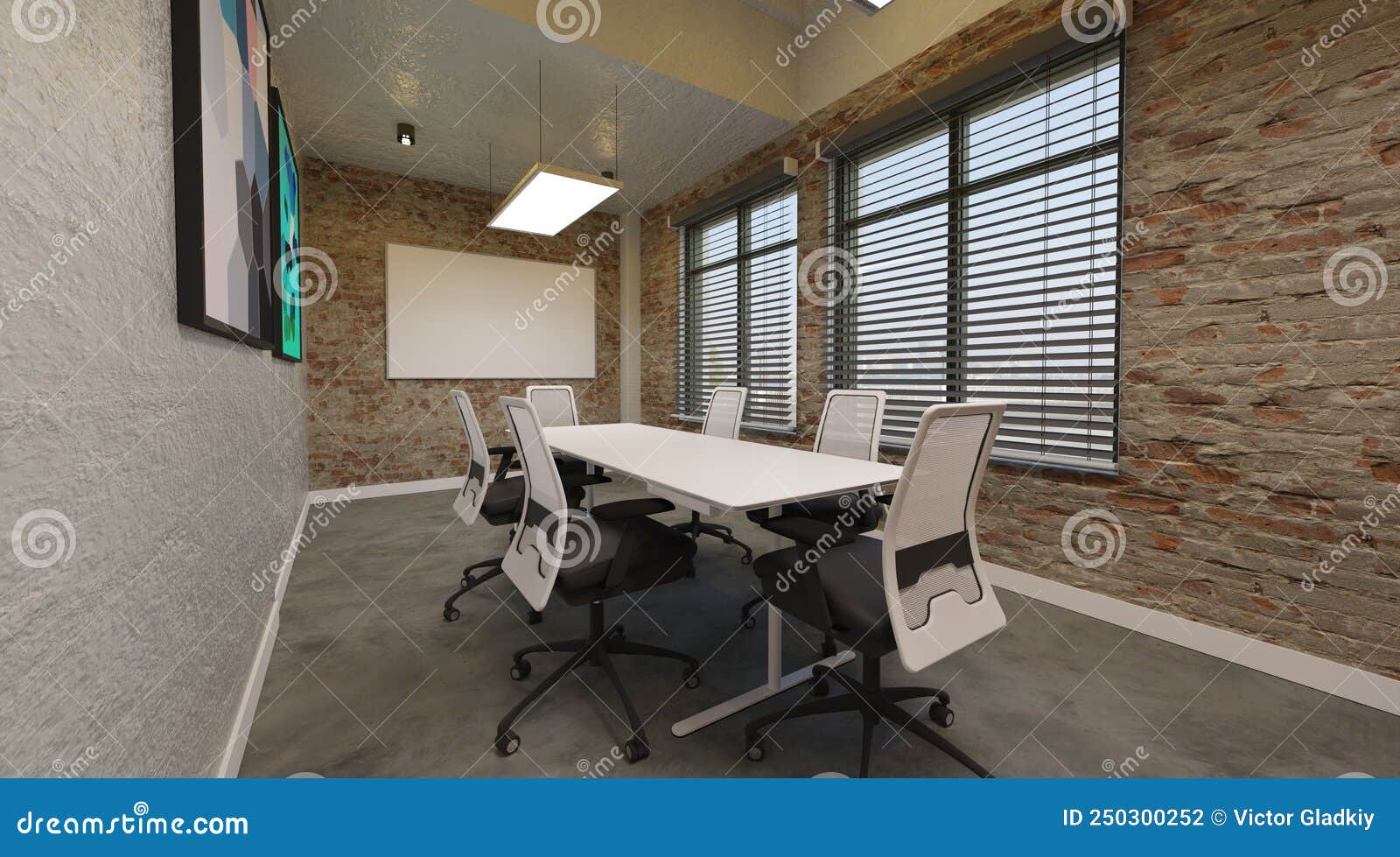 Office Modern European Interior Concept 3d Illustration Stock ...
