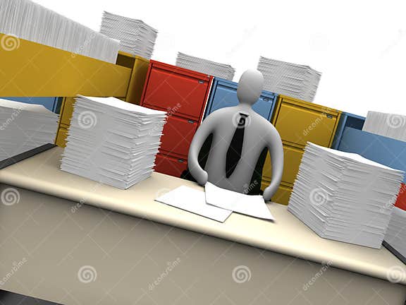 Office Moments - Endless Paperwork Stock Illustration - Illustration of ...