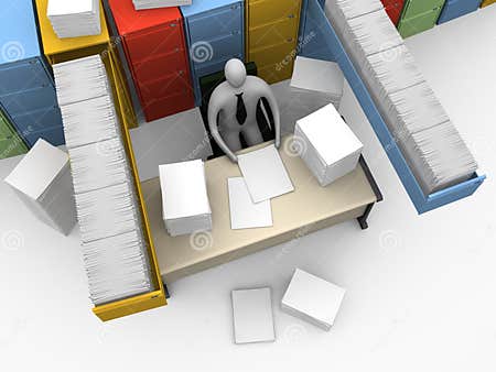 Office Moments - Endless Paperwork Stock Illustration - Illustration of ...