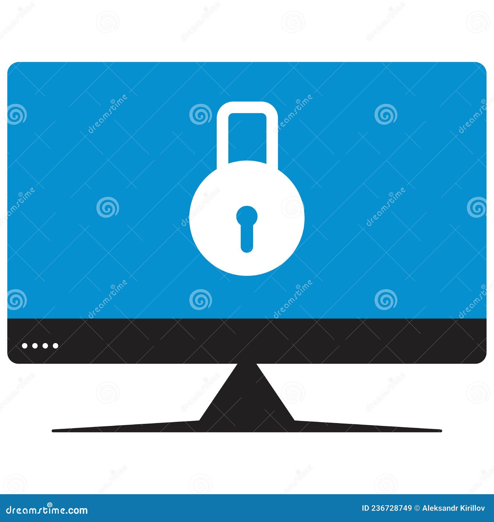 Office Monitor with a Lock on the Screen Stock Vector - Illustration of ...
