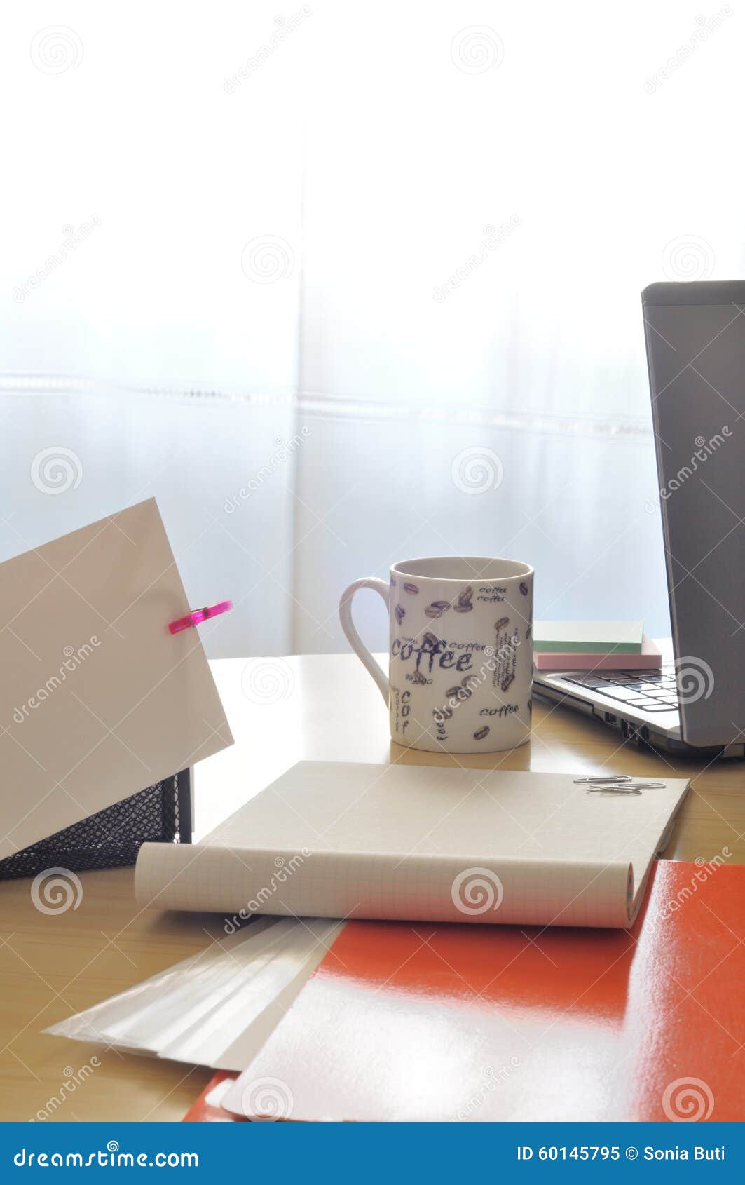 Office at morning stock image. Image of desk, notes, break - 60145795