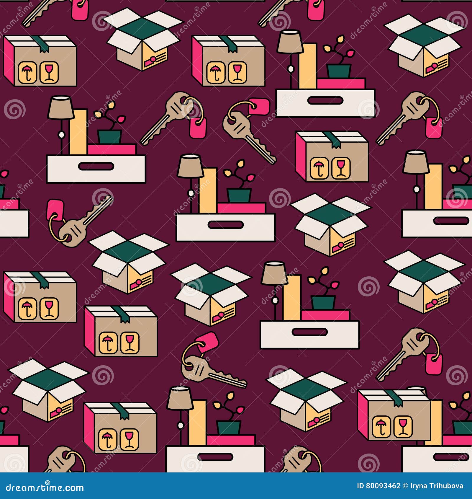 Office and Moving Vector Seamless Pattern. Stock Vector - Illustration ...