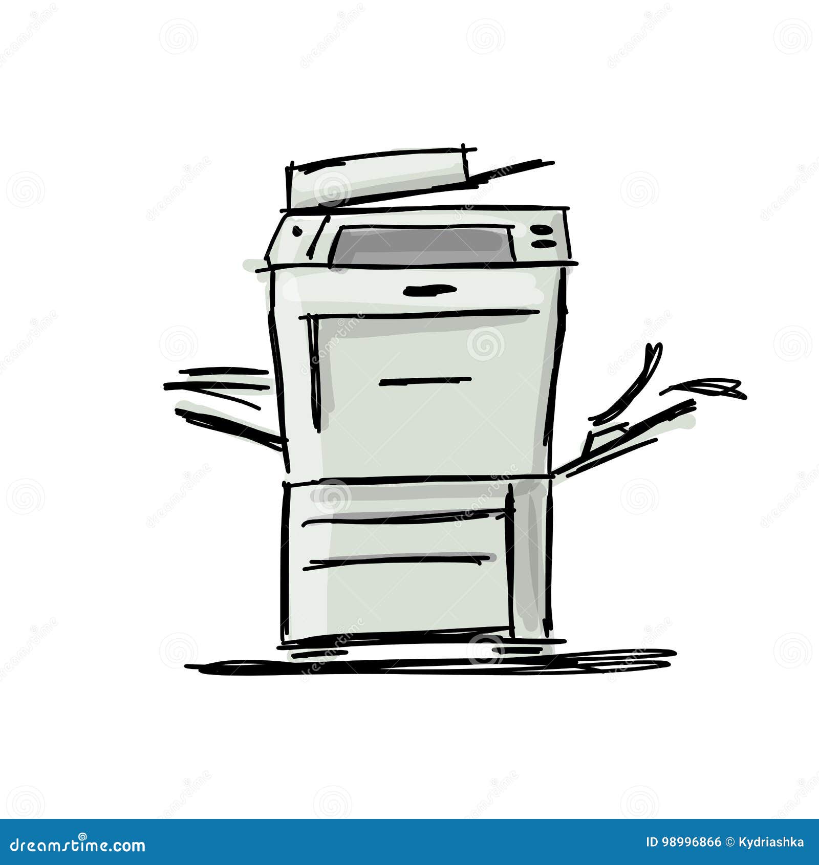 Office Multi-function Printer, Sketch For Your Design Vector ...