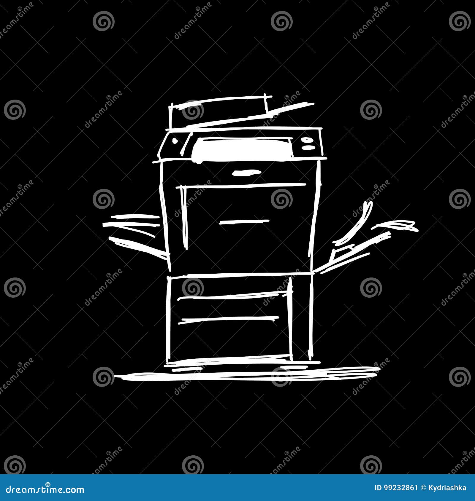 Office Multi-function Printer, Sketch For Your Design Vector ...