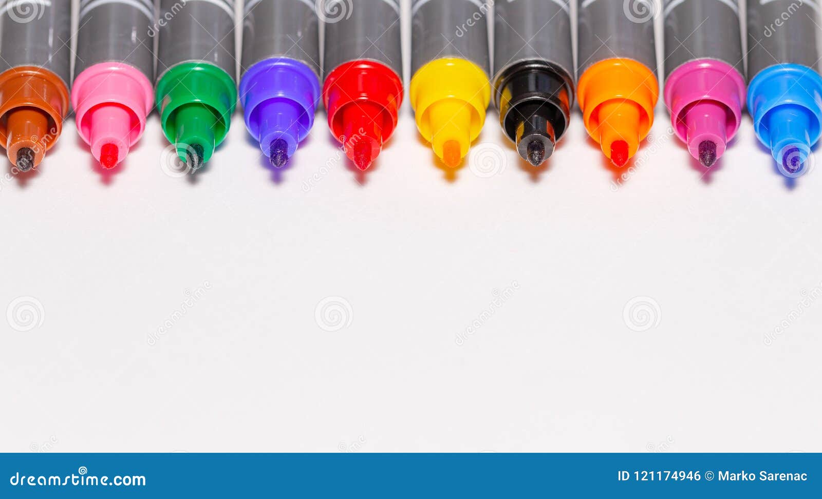Multicolored Markers on White Background 1 Stock Photo - Image of ...