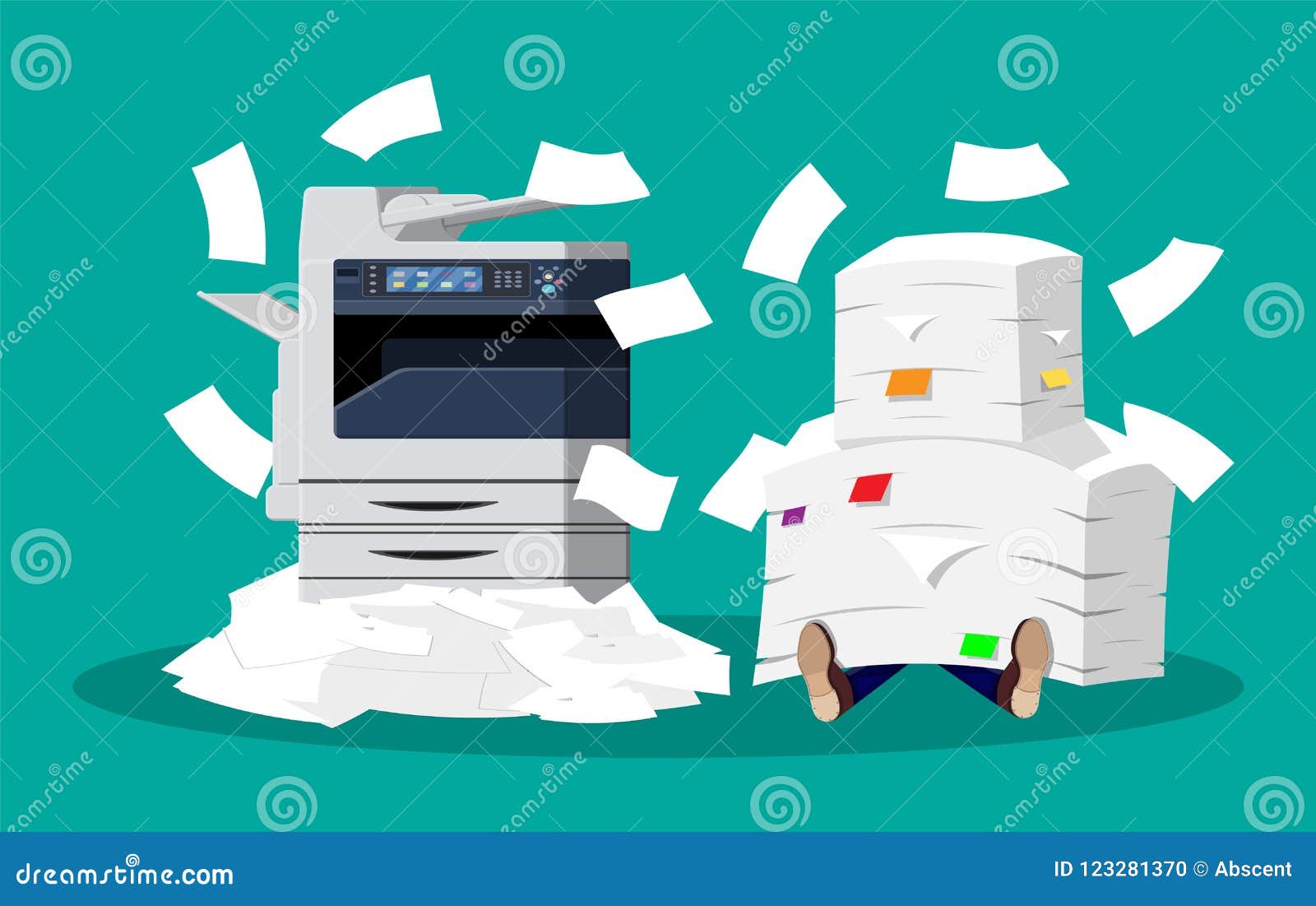 Pile Of Paper With Graphs On Paperwork Background. Cartoon Vector ...