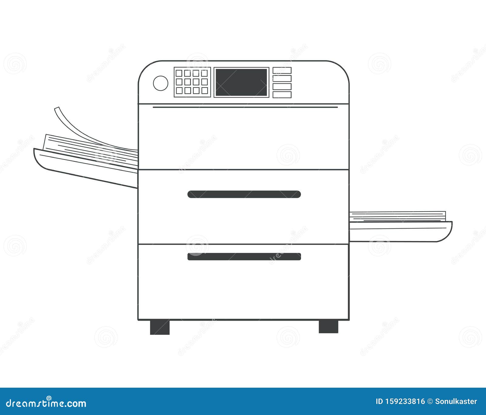 Printer or Copy Machine and Paper Documents Isolated Object Stock ...