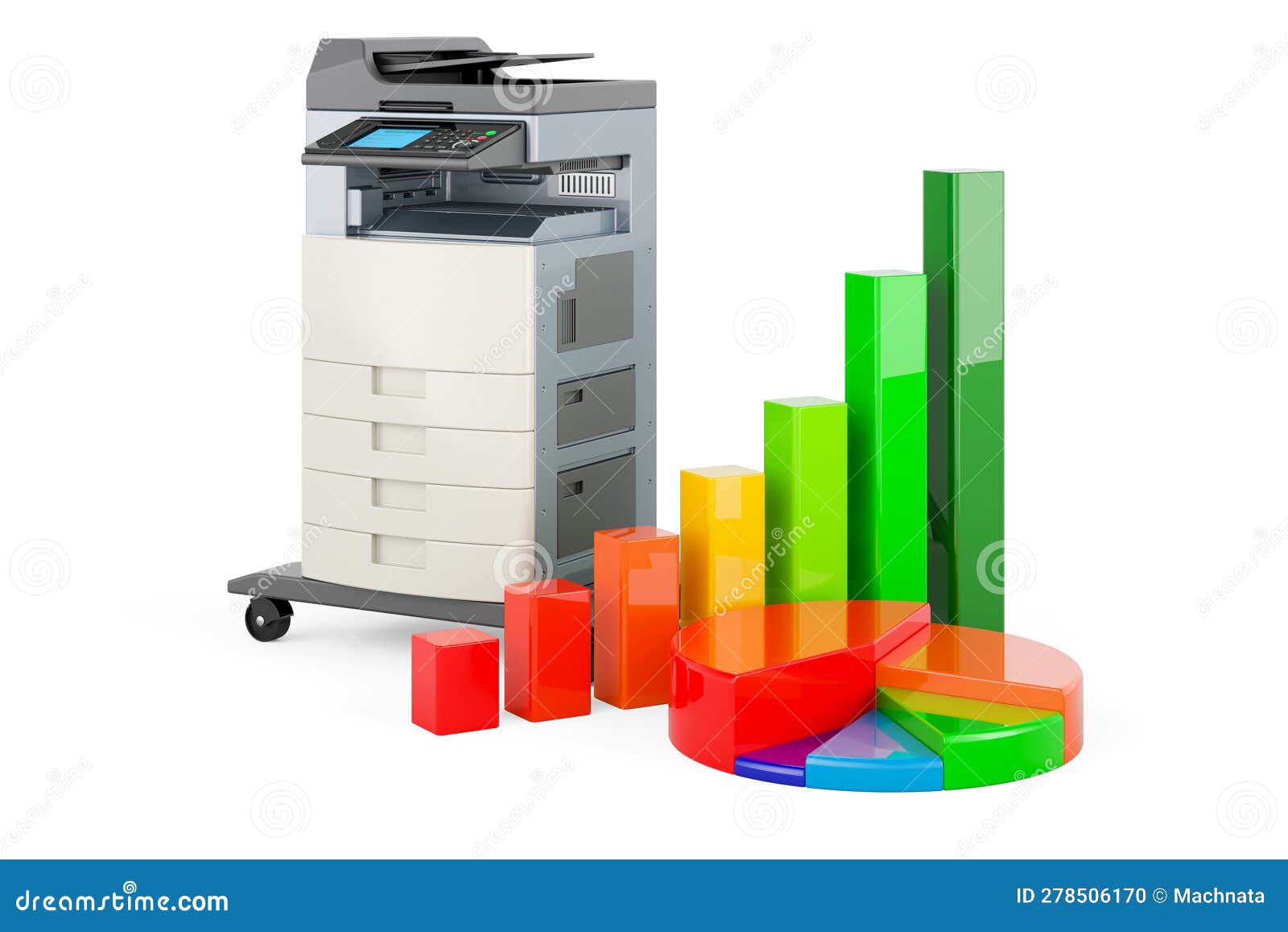 Office Multifunction Printer MFP with Growth Bar Graph and Pie Chart ...