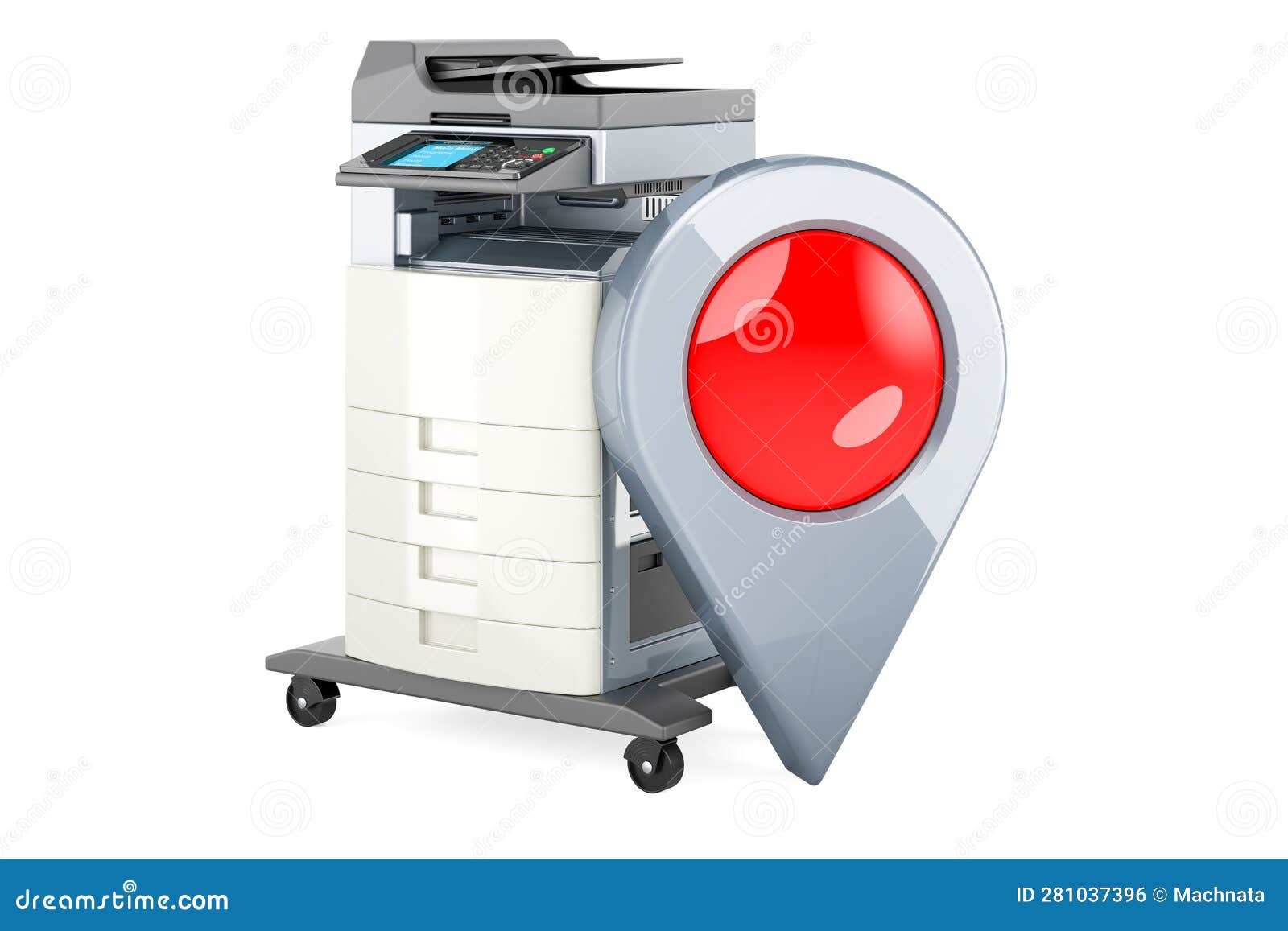 Office Multifunction Printer MFP With Map Pointer, 3D Rendering Stock ...