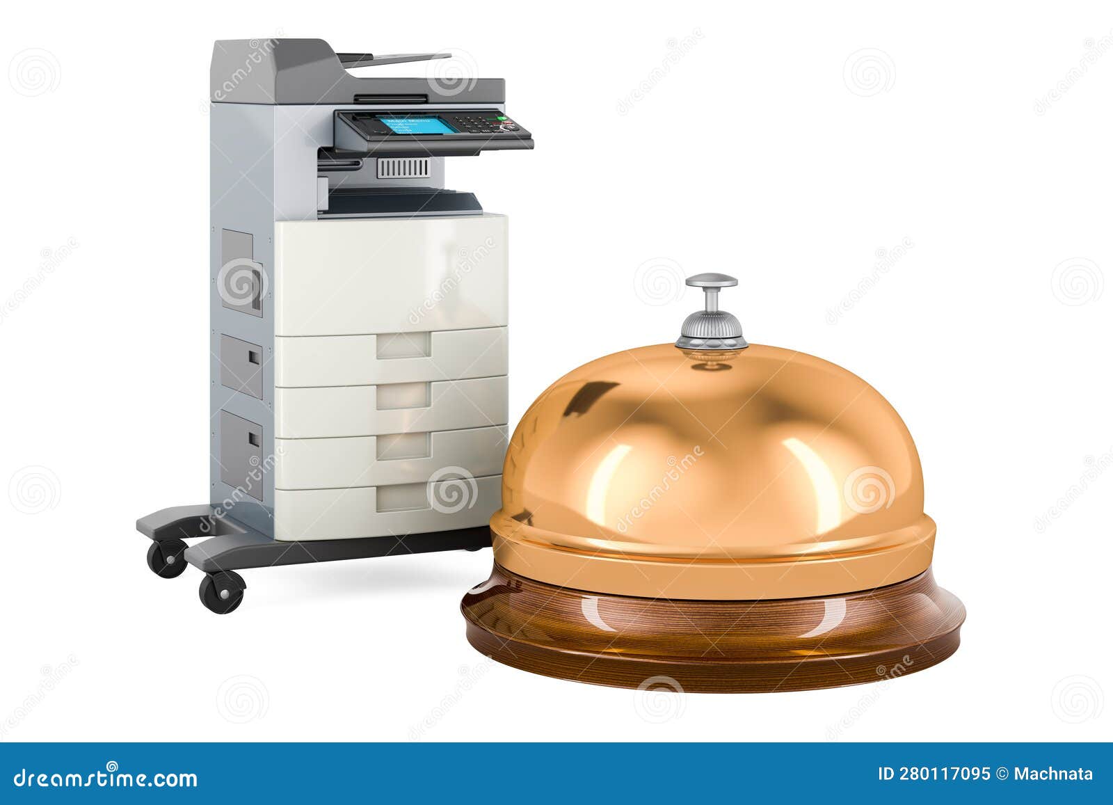 Office Multifunction Printer MFP with Reception Bell. 3D Rendering ...