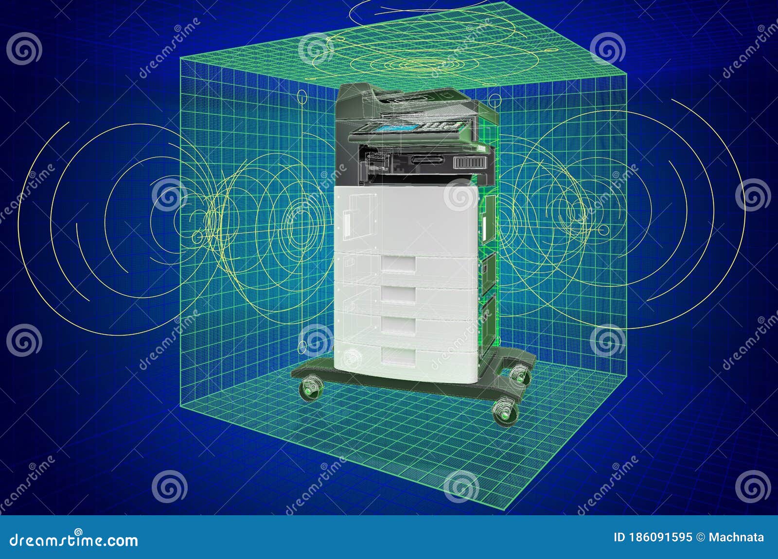Office Multifunction Printer MFP, Visualization 3d Cad Model, Blueprint ...