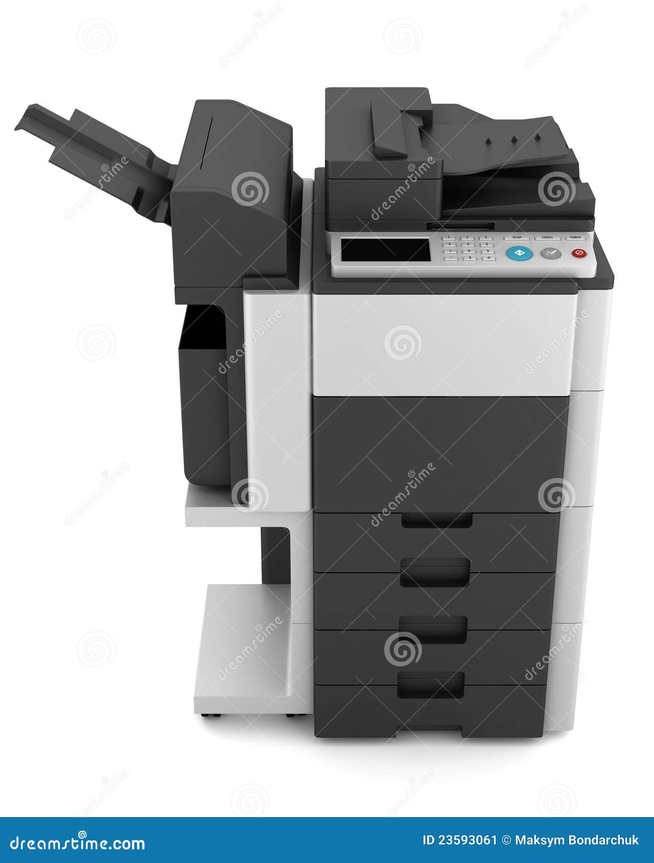 Office Multifunction Printer Scanner. Copier With Flying Paper On ...