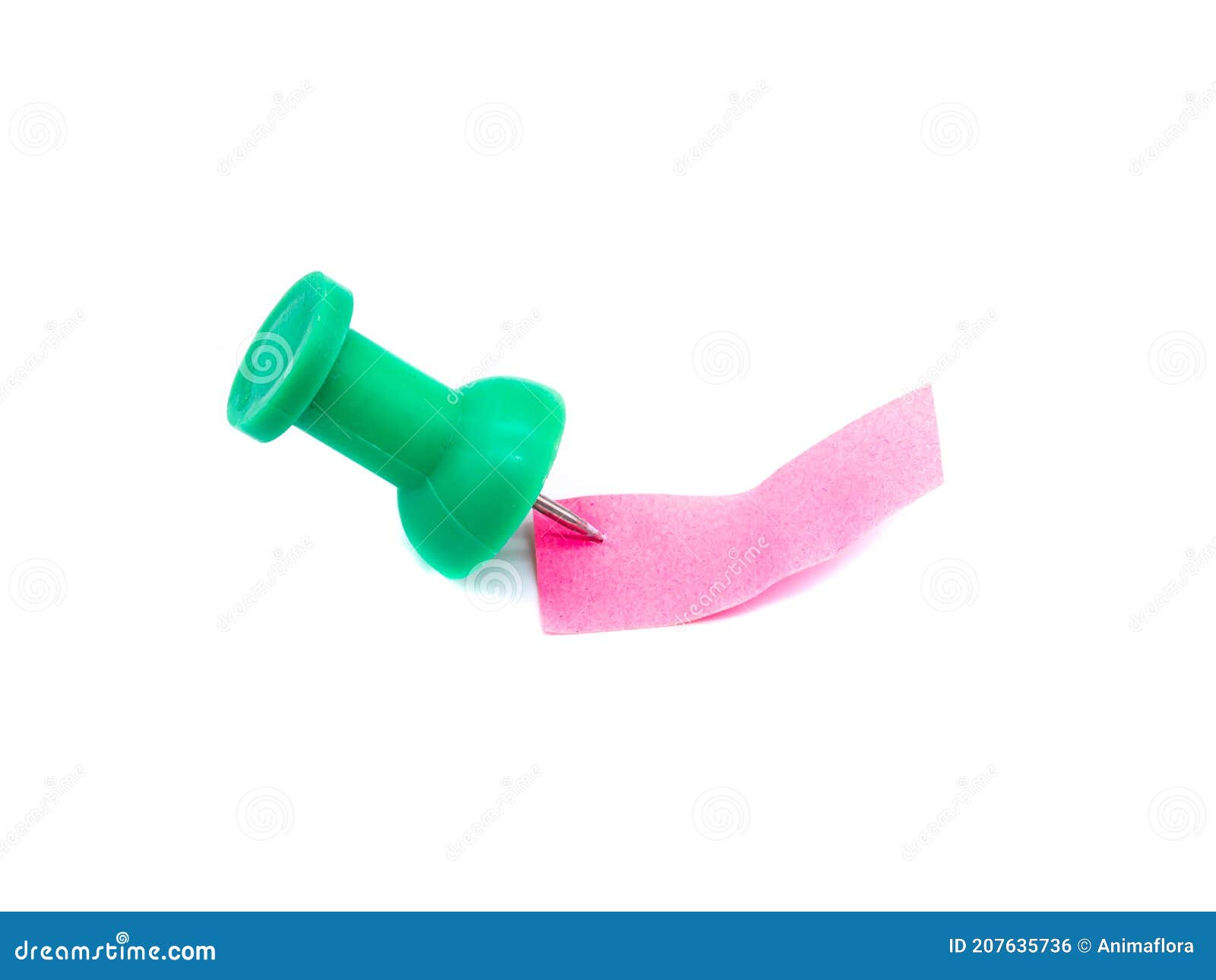 Office Needle with Pink Sticky Note Isolated on White Background Stock ...