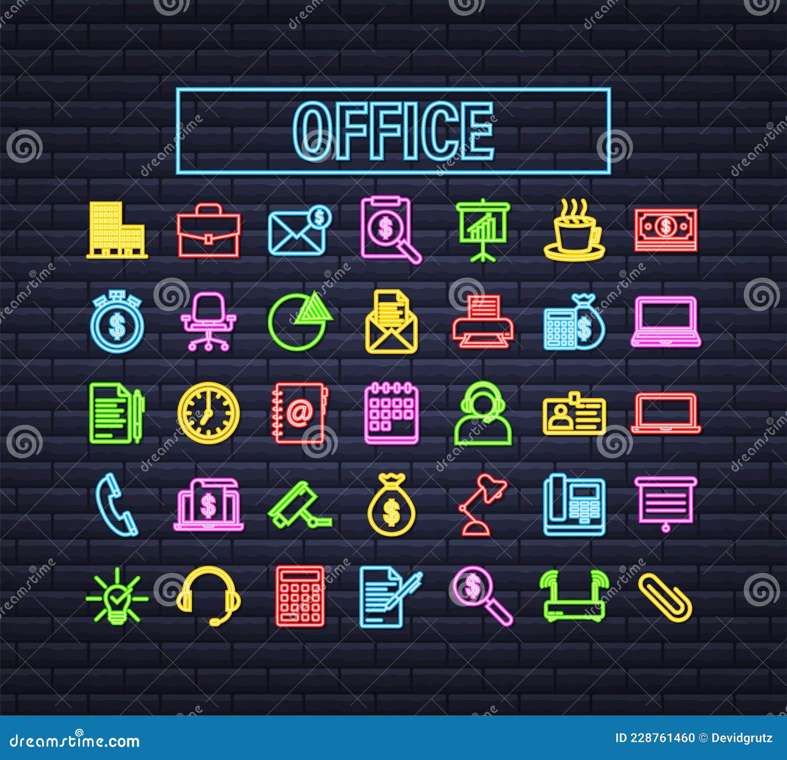 Office Neon Icon. Web Icon Set. Office, Great Design for Any Purposes ...
