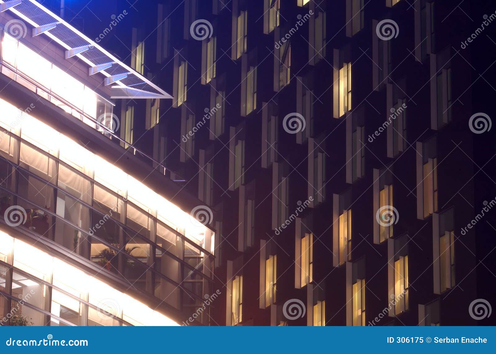 Office at night 1 stock image. Image of buildings, rhythm - 306175