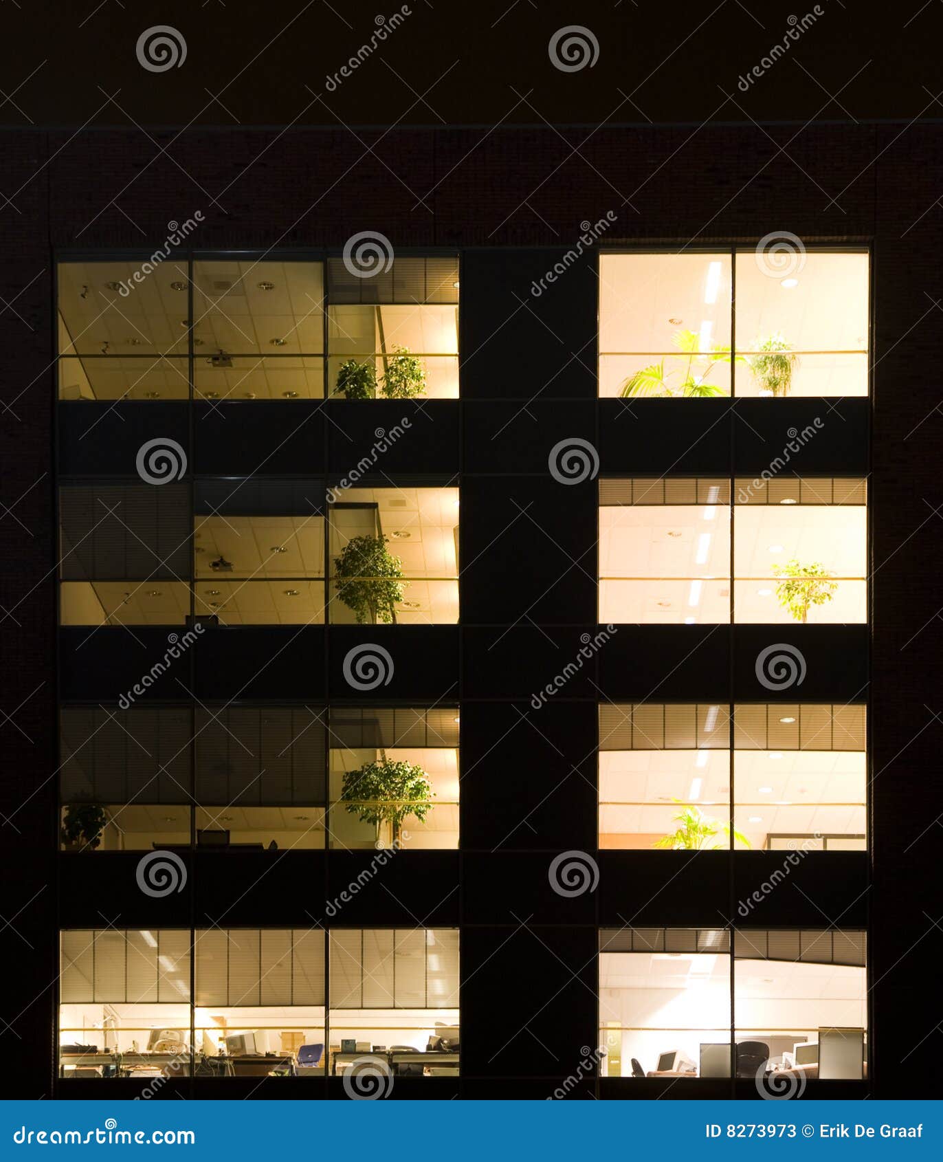 Office at night stock image. Image of illuminated, business - 8273973