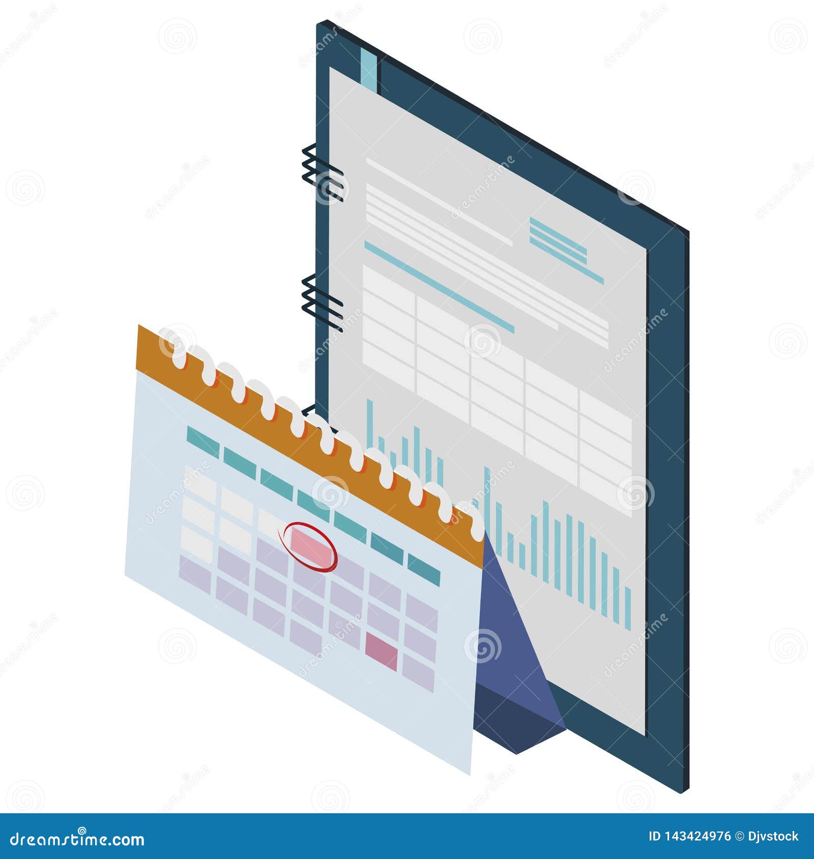 Office Notepad with Calendar Stock Illustration - Illustration of ...