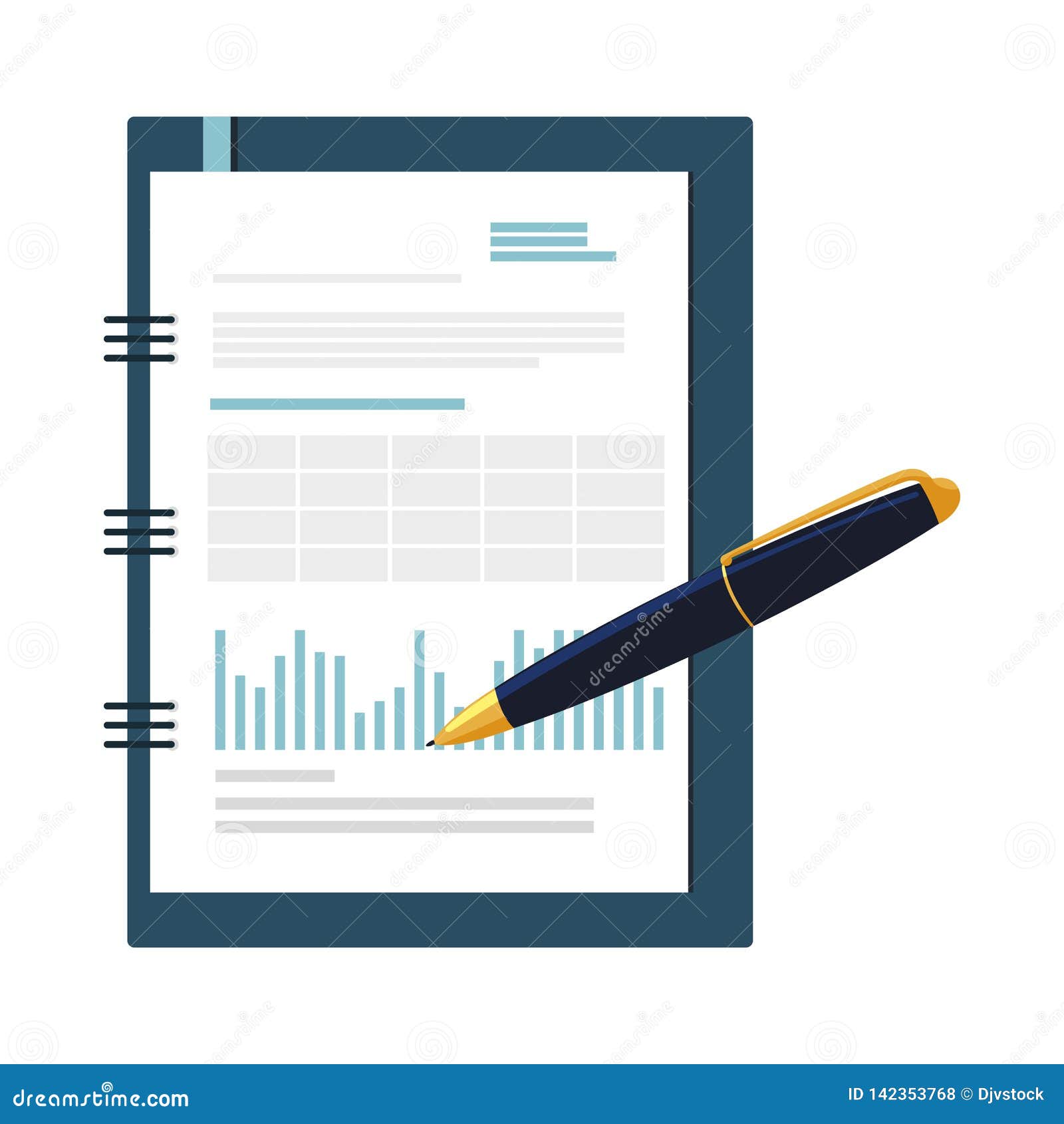 Office Notepad with Pen Writing Stock Vector - Illustration of remind ...