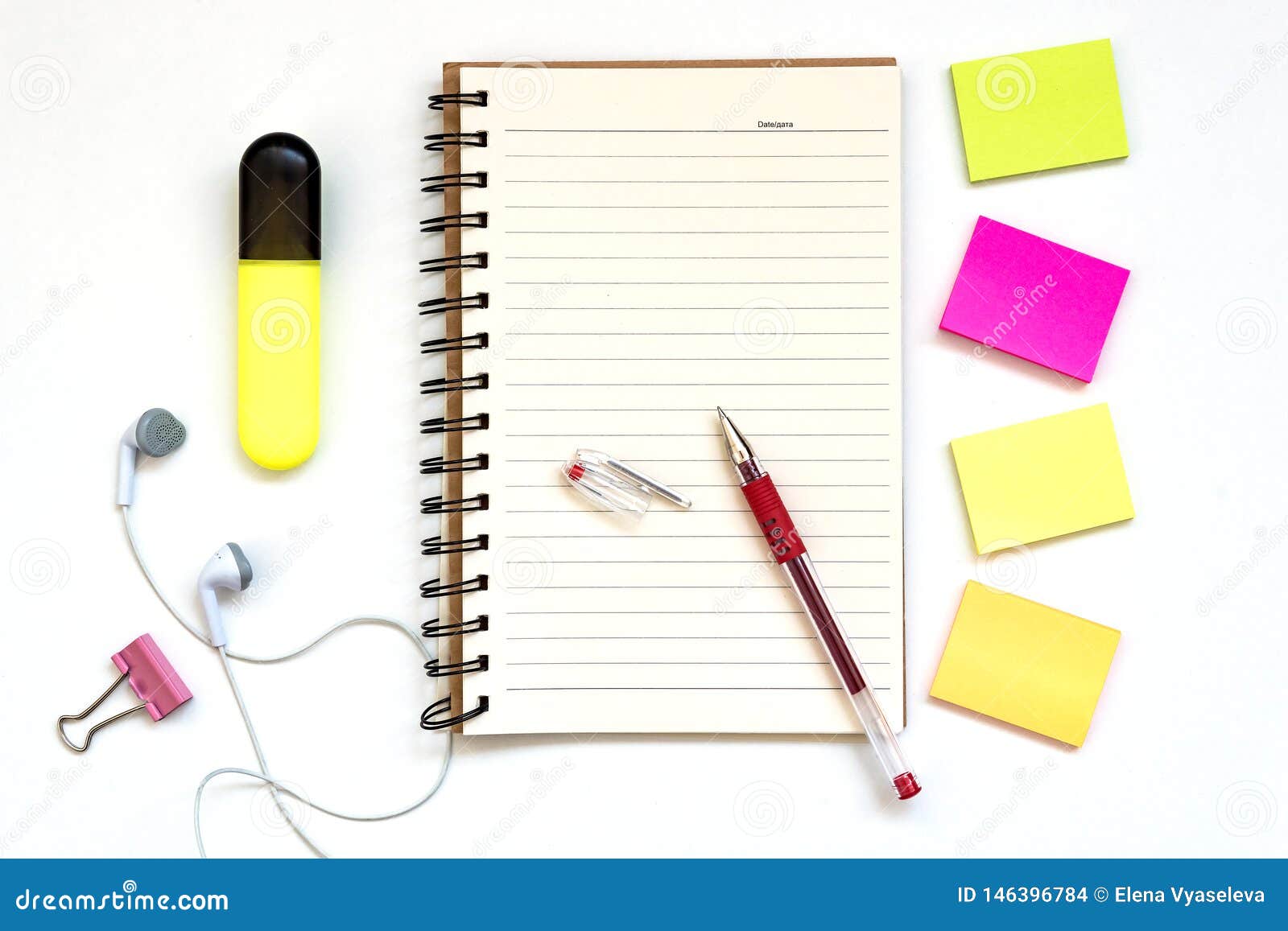 Office Object Tools. Note Paper, Open Notepad, Blank Multi-colored ...