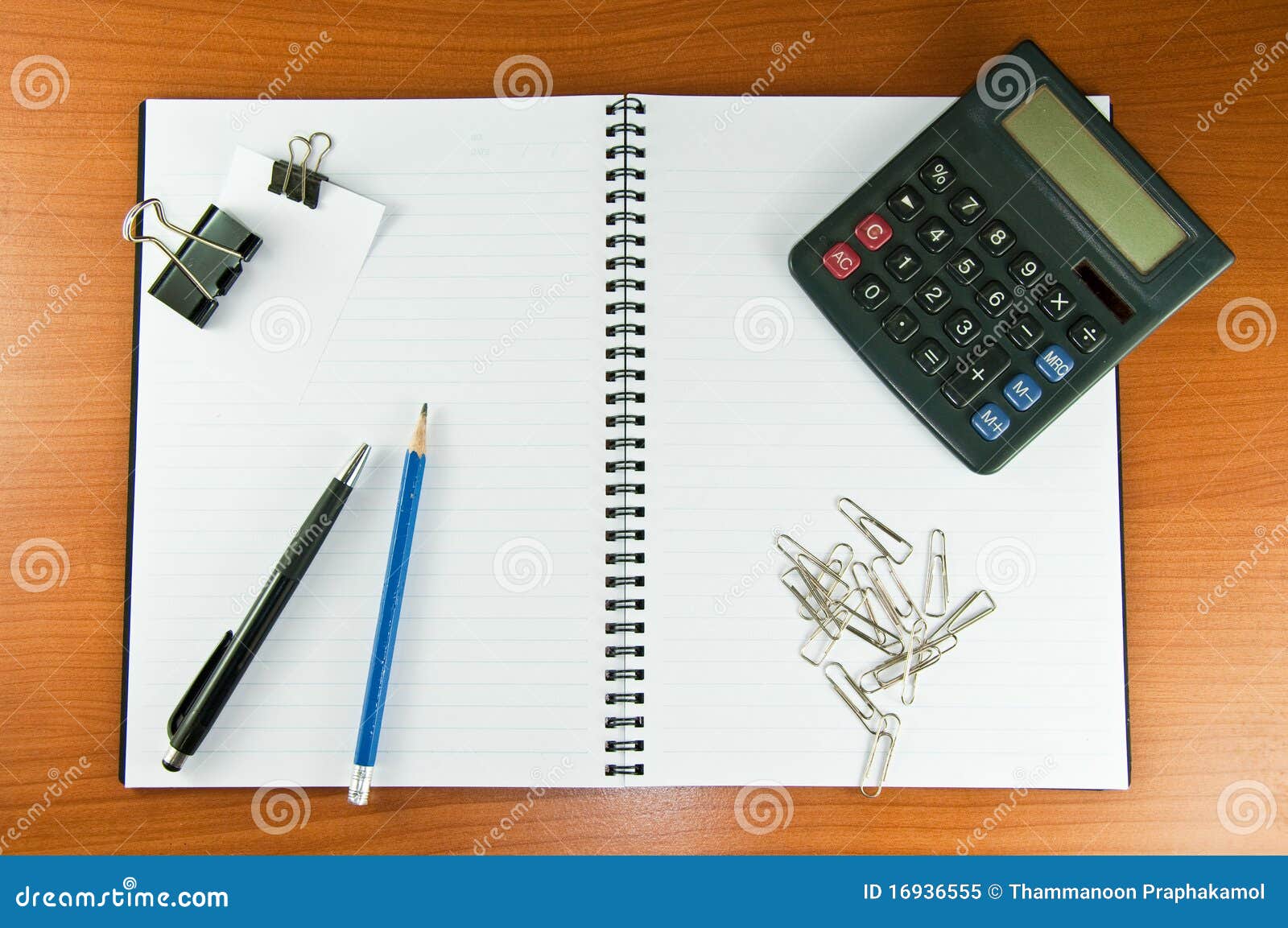 Office Object on the Wood Desk Stock Image - Image of newspaper ...