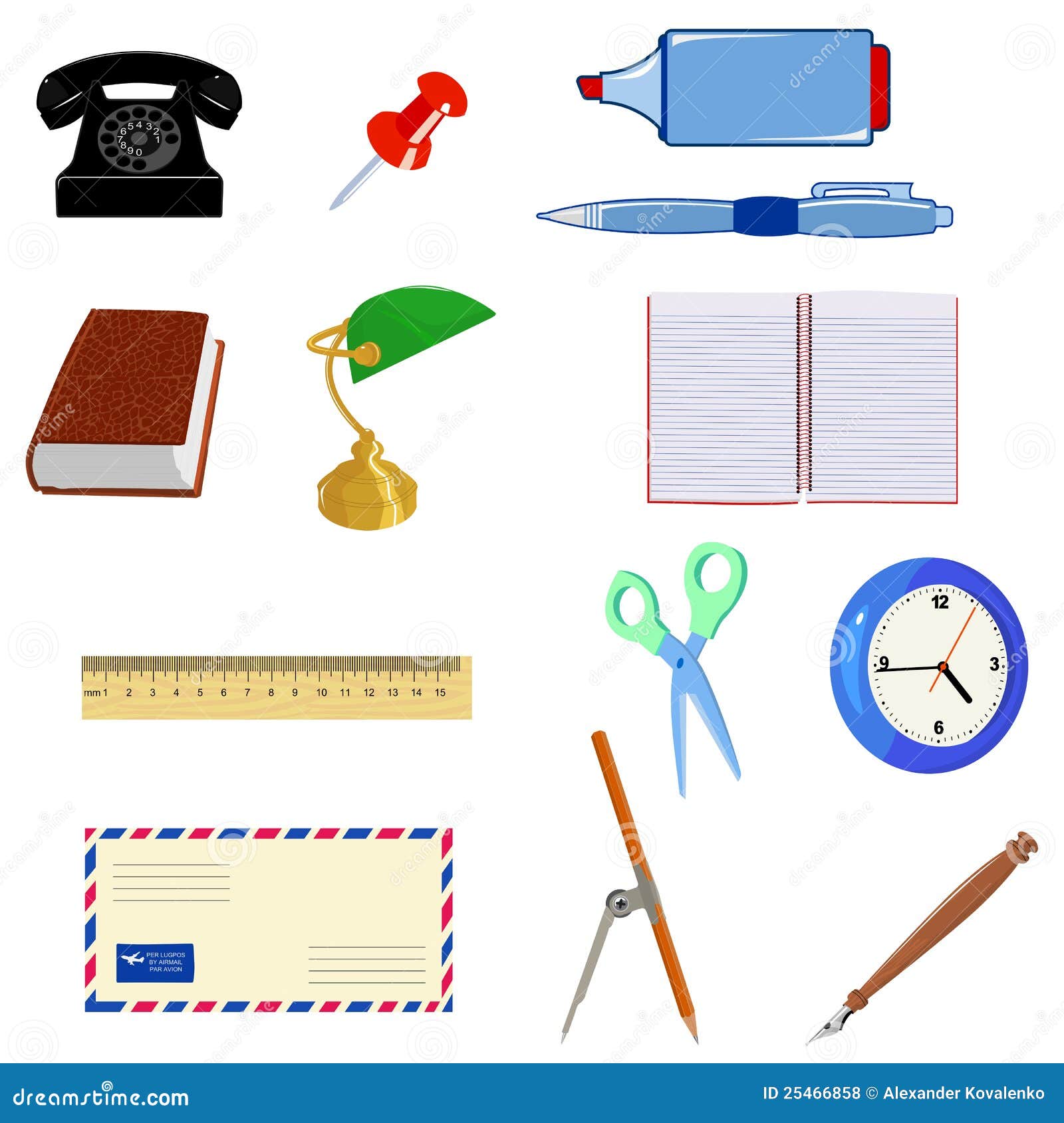 Office objects stock vector. Illustration of notebook - 25466858