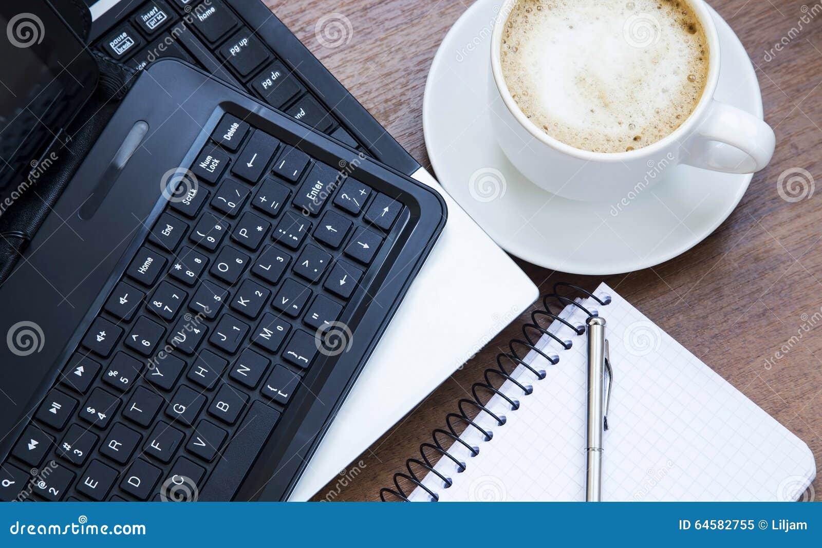 Office Objects with Laptop, Coffee Cup and a Notebook Stock Image ...