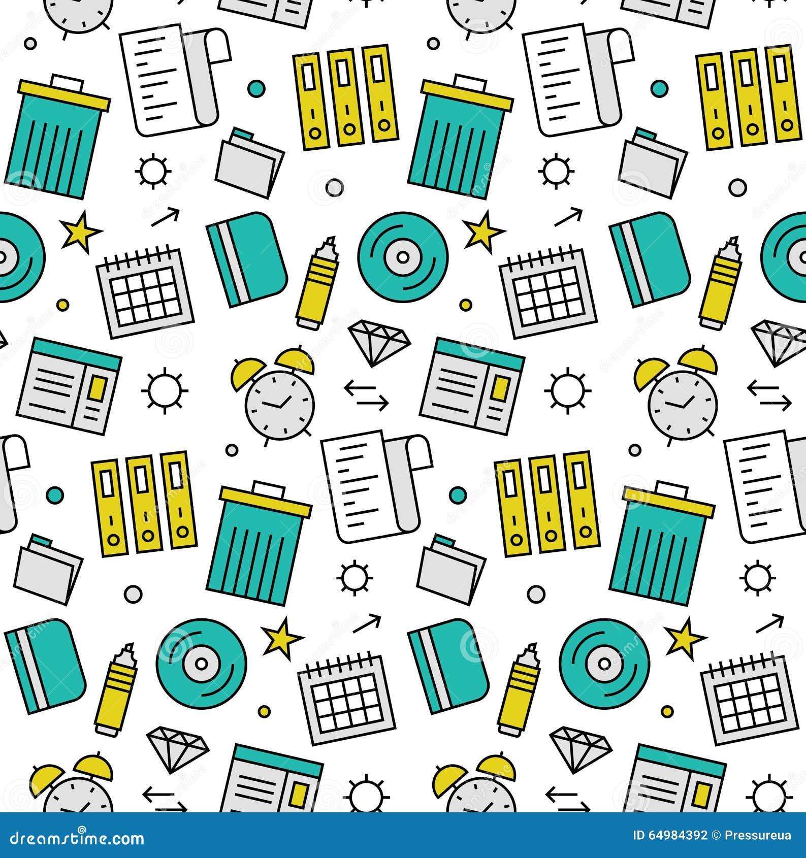 Office Objects Seamless Icons Pattern Stock Vector - Illustration of ...