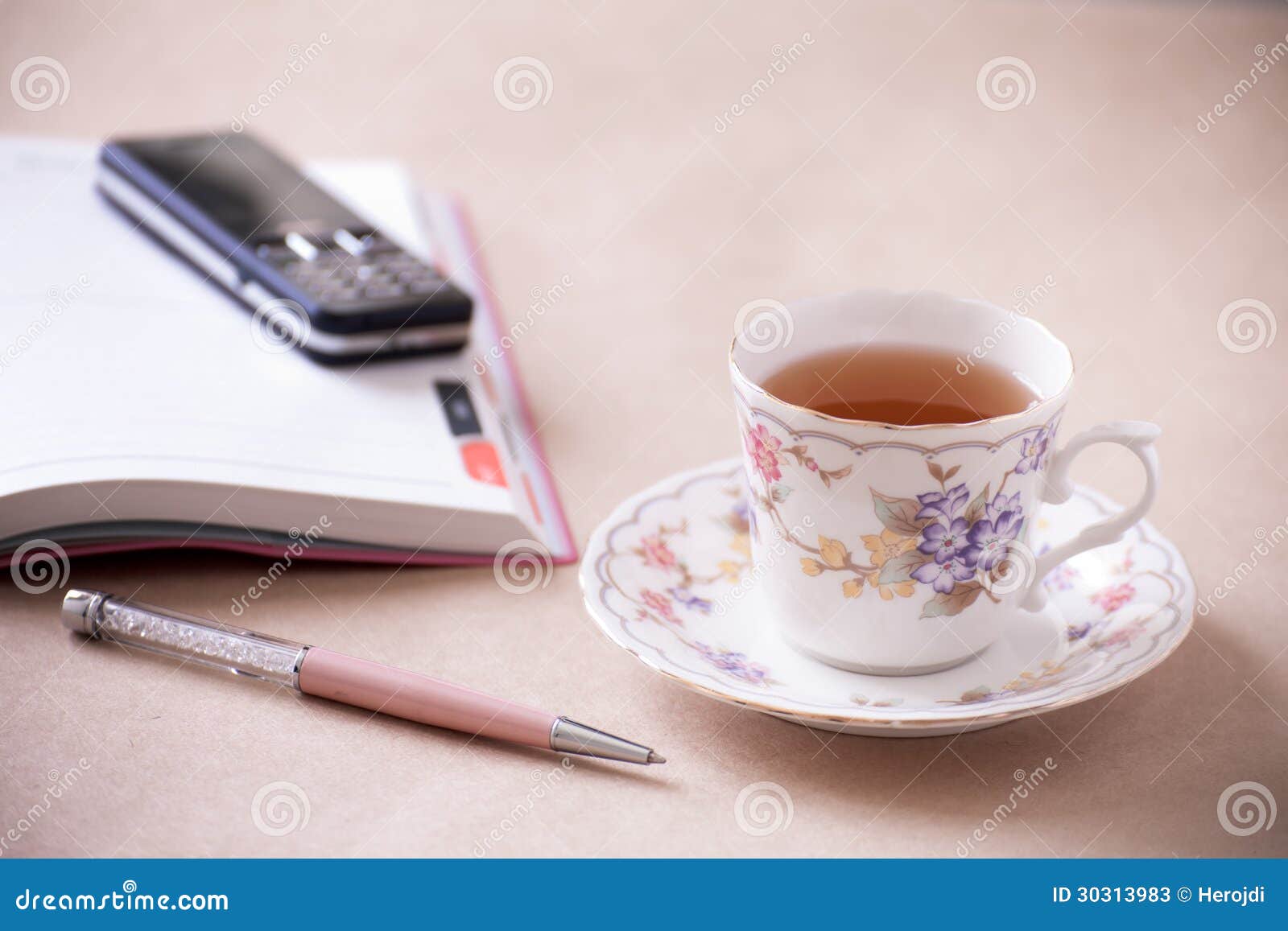 Office objects - tea time stock image. Image of breakfast - 30313983