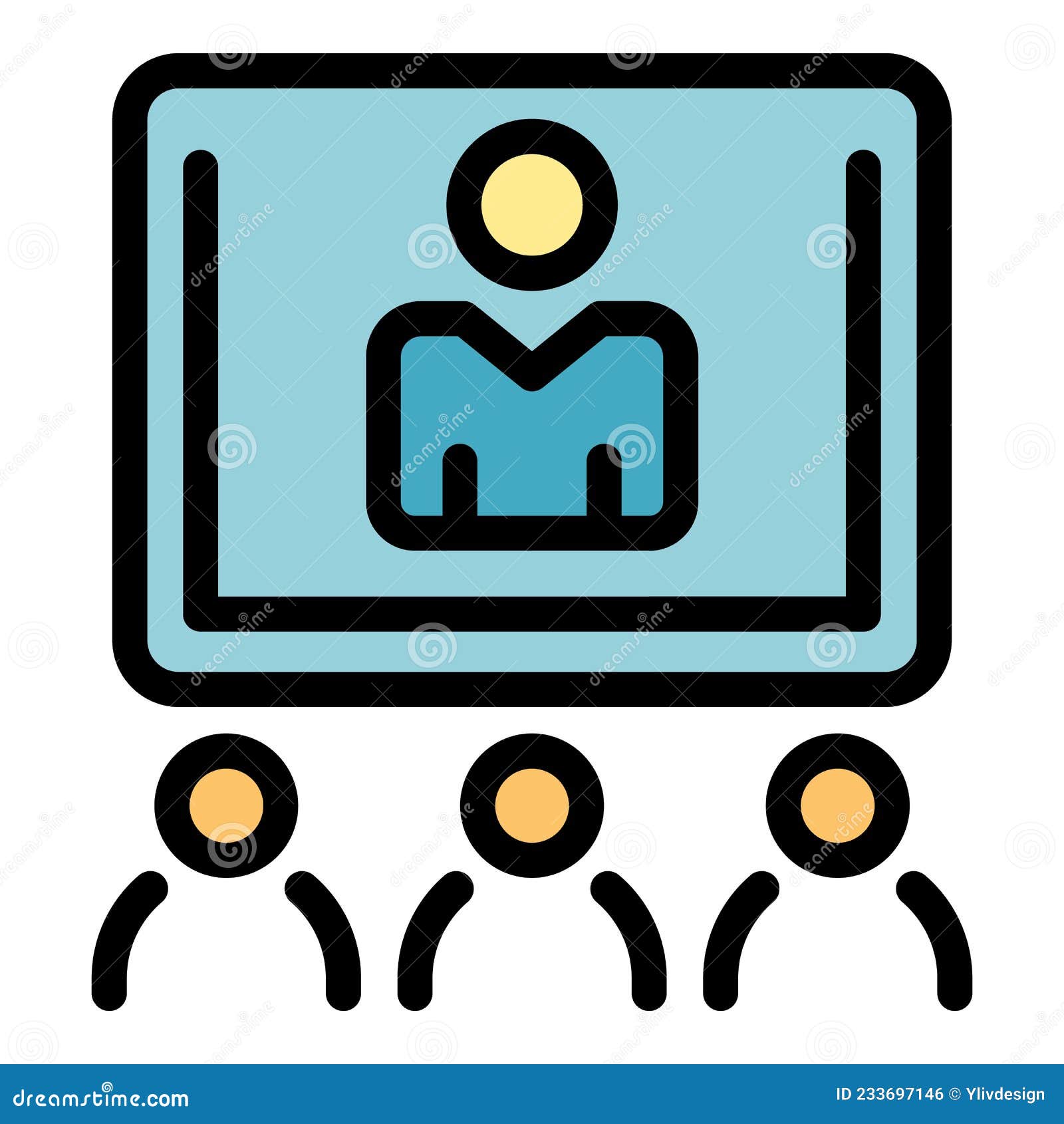 Office Online Meeting Icon Color Outline Vector Stock Vector ...