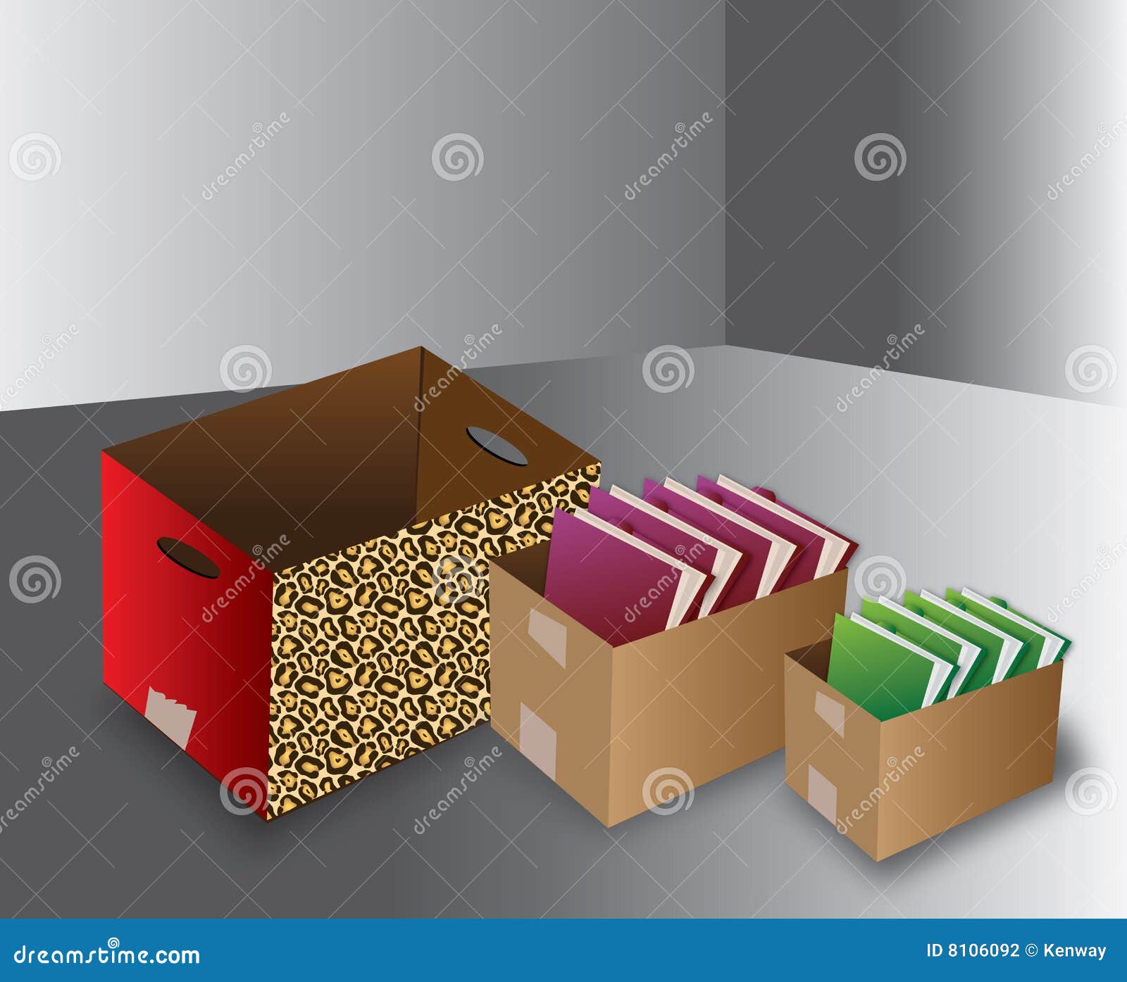 Office Open Boxs with Folder Stock Illustration - Illustration of open ...