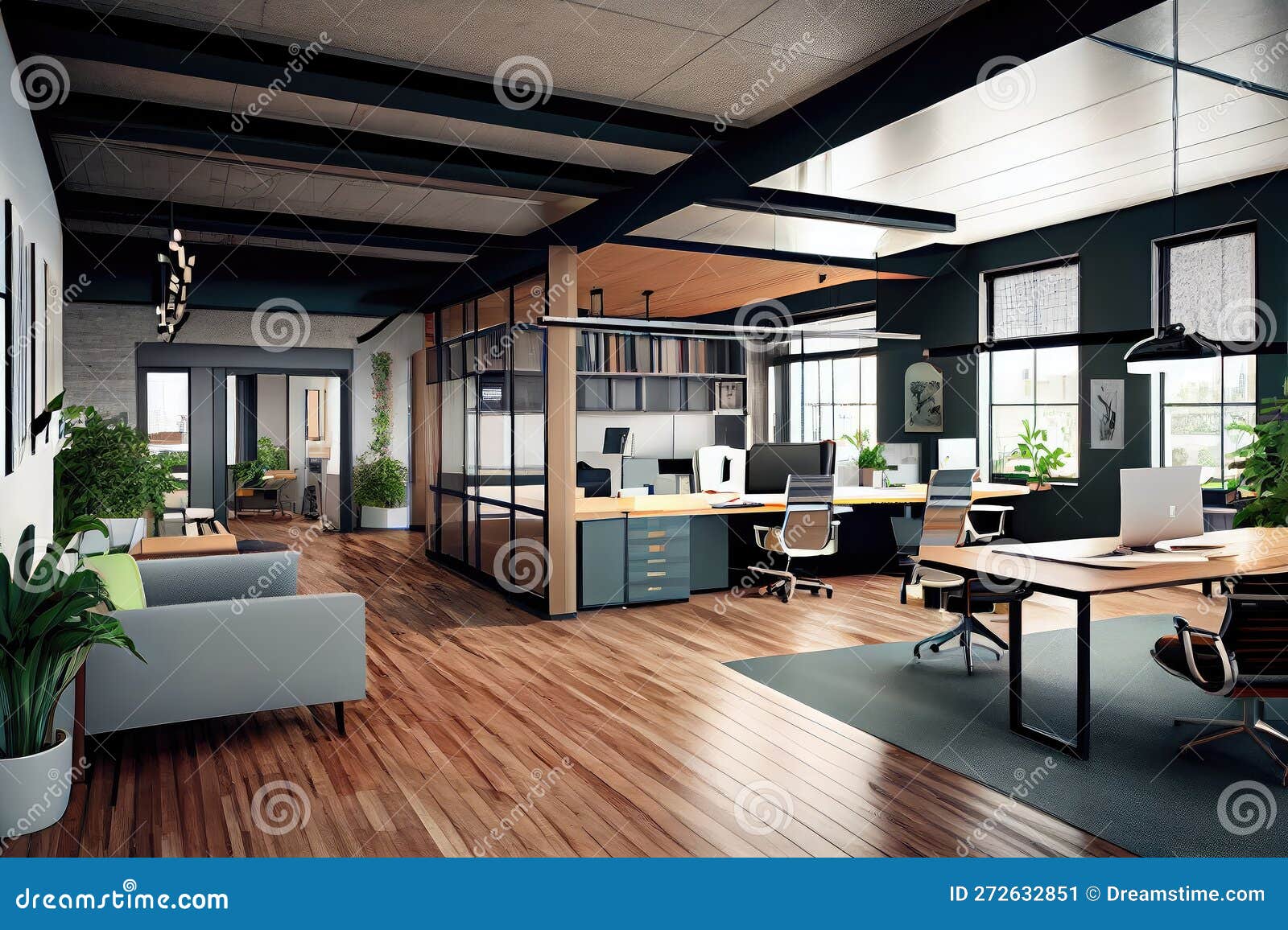 Office with Open Floor Plan and Mix of Private and Communal Spaces ...