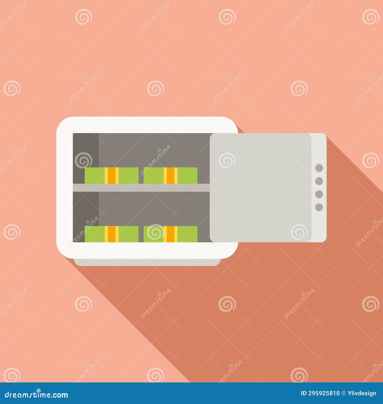Office Open Money Safe Icon Flat Vector. Currency Stack Stock Vector ...