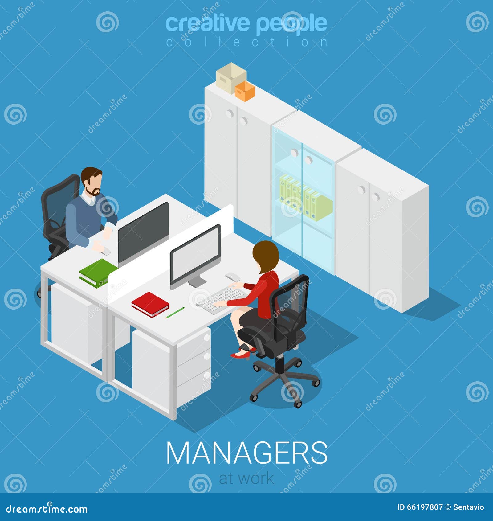 Office Open Space Room Workplace Flat Vector Isometric Interior Stock ...