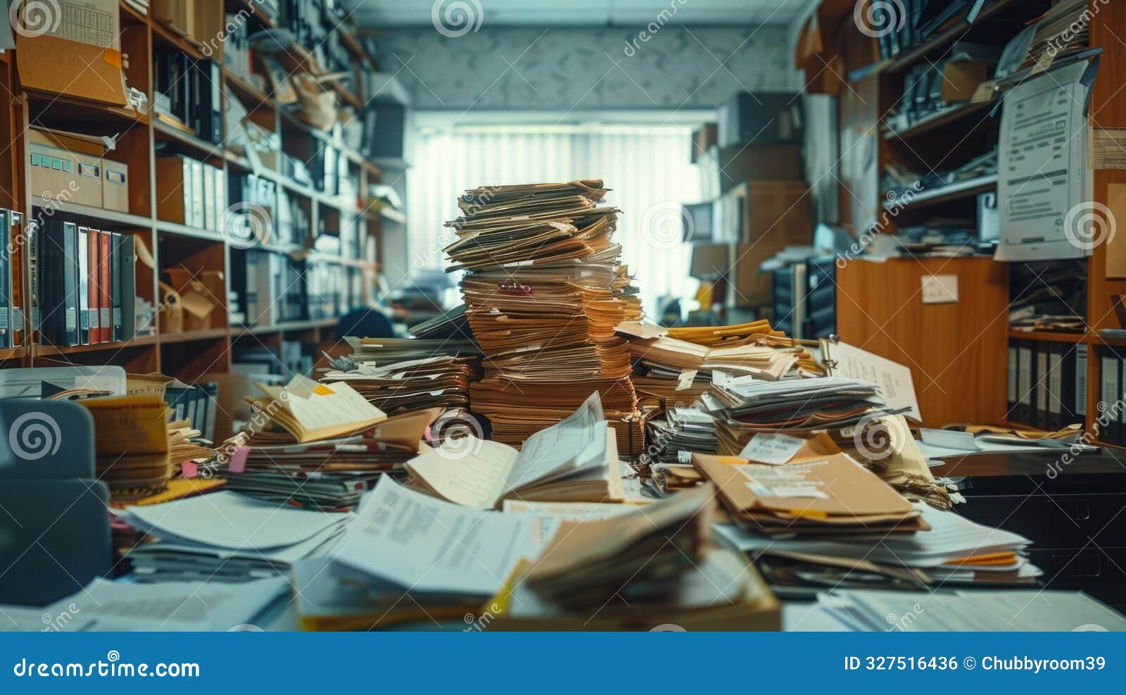 Office Organization, the Image Depicts a Cluttered Office Space ...